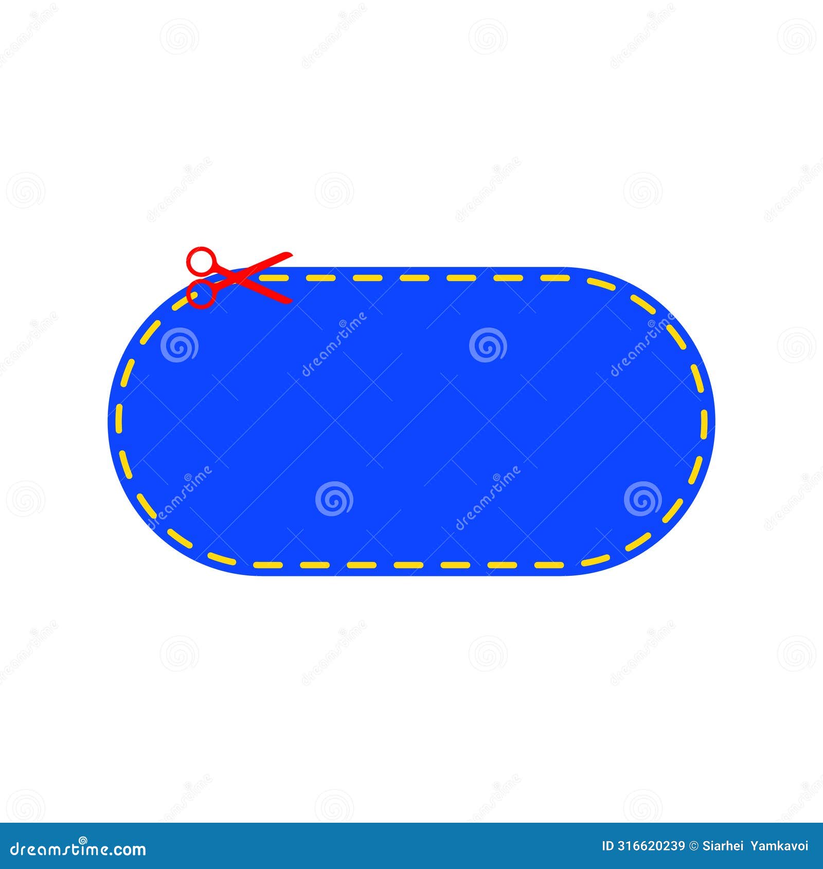 Oval Blank Frame with Scissors and a Dotted Cut Line. Stock Vector ...