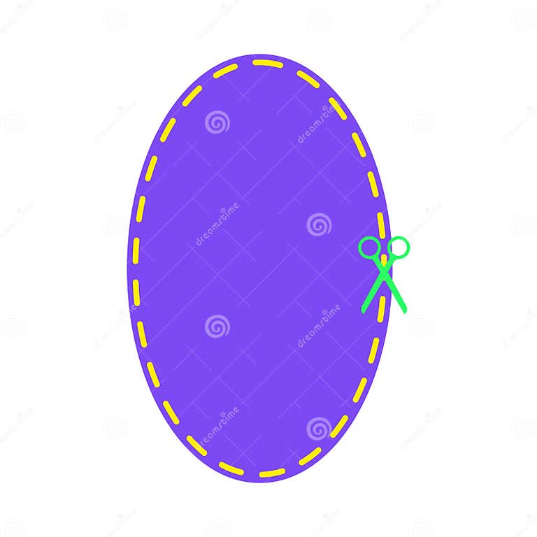 Oval Blank Frame with Scissors and a Dotted Cut Line. Stock Vector ...