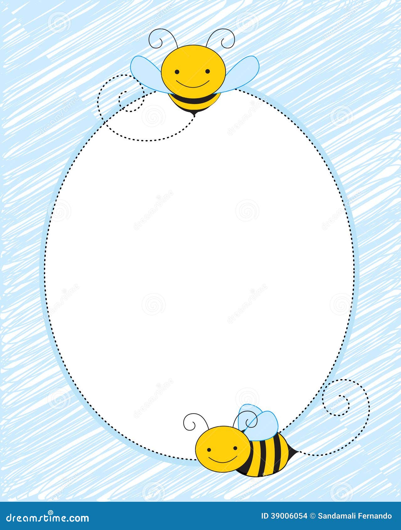 Frame With Bees And Flowers Cartoon Vector | CartoonDealer.com #24879865