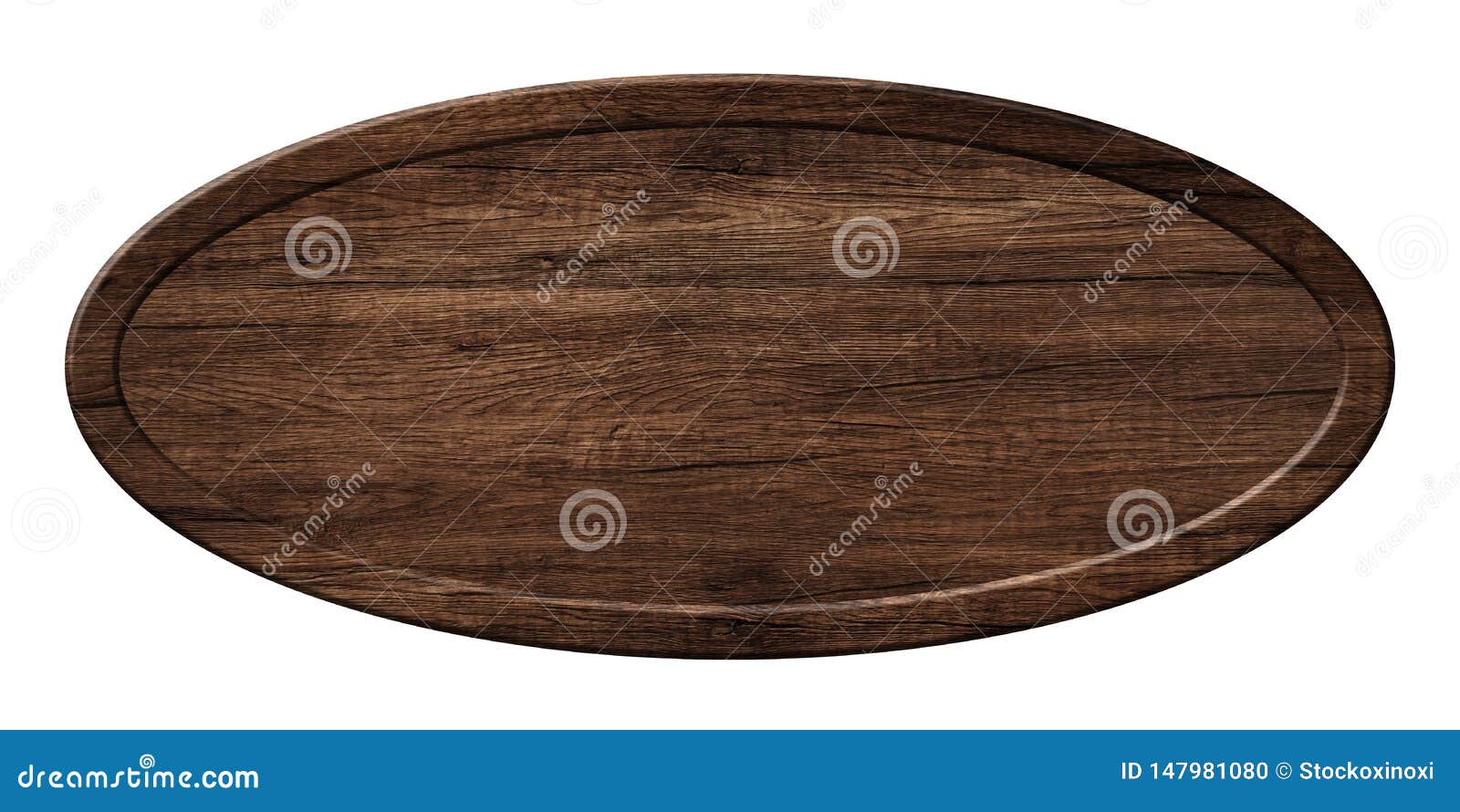 Oval Board Made of Dark Wood with Wooden Frame Stock Photo - Image of ...