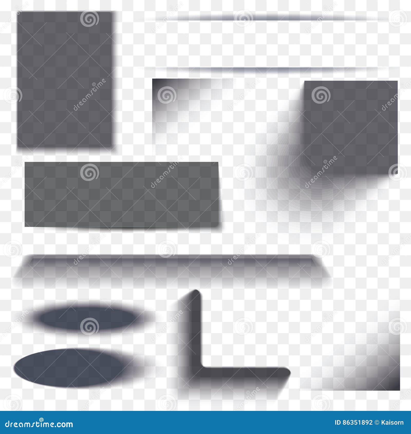 Oval and Box Shadow Set Transparent with Soft Edges on Stock Vector ...