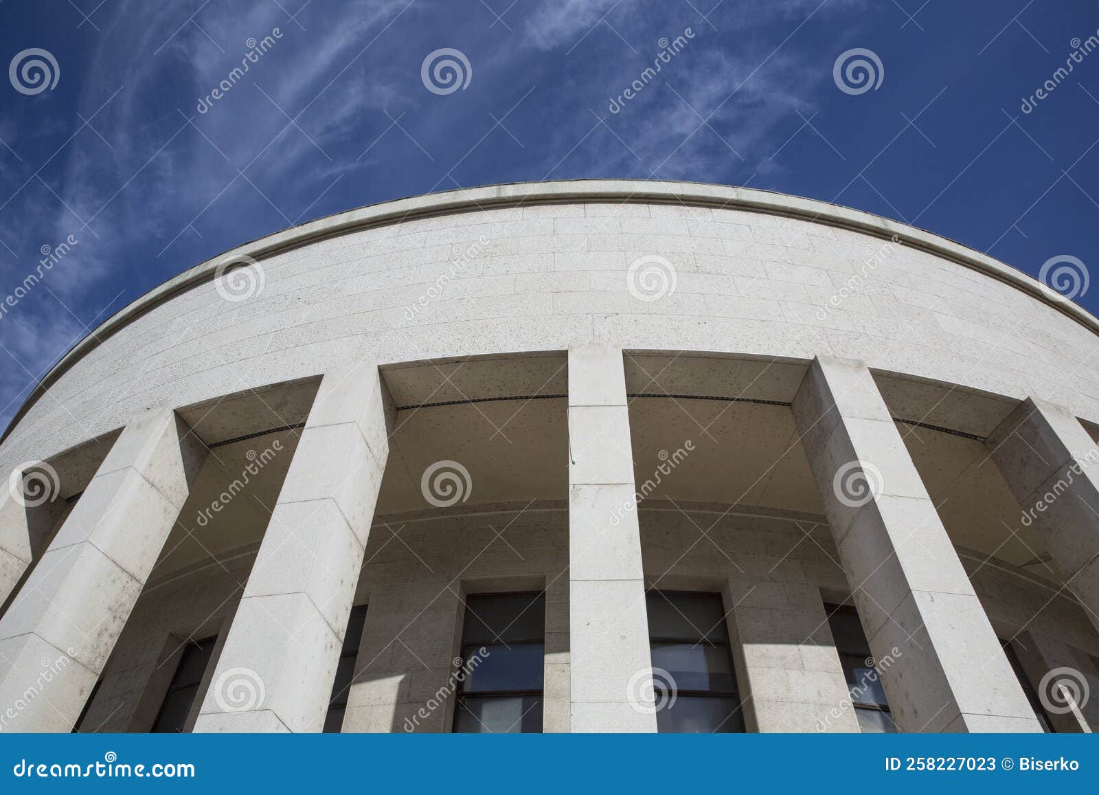 Oval Building Facade with Columns Stock Image - Image of front ...