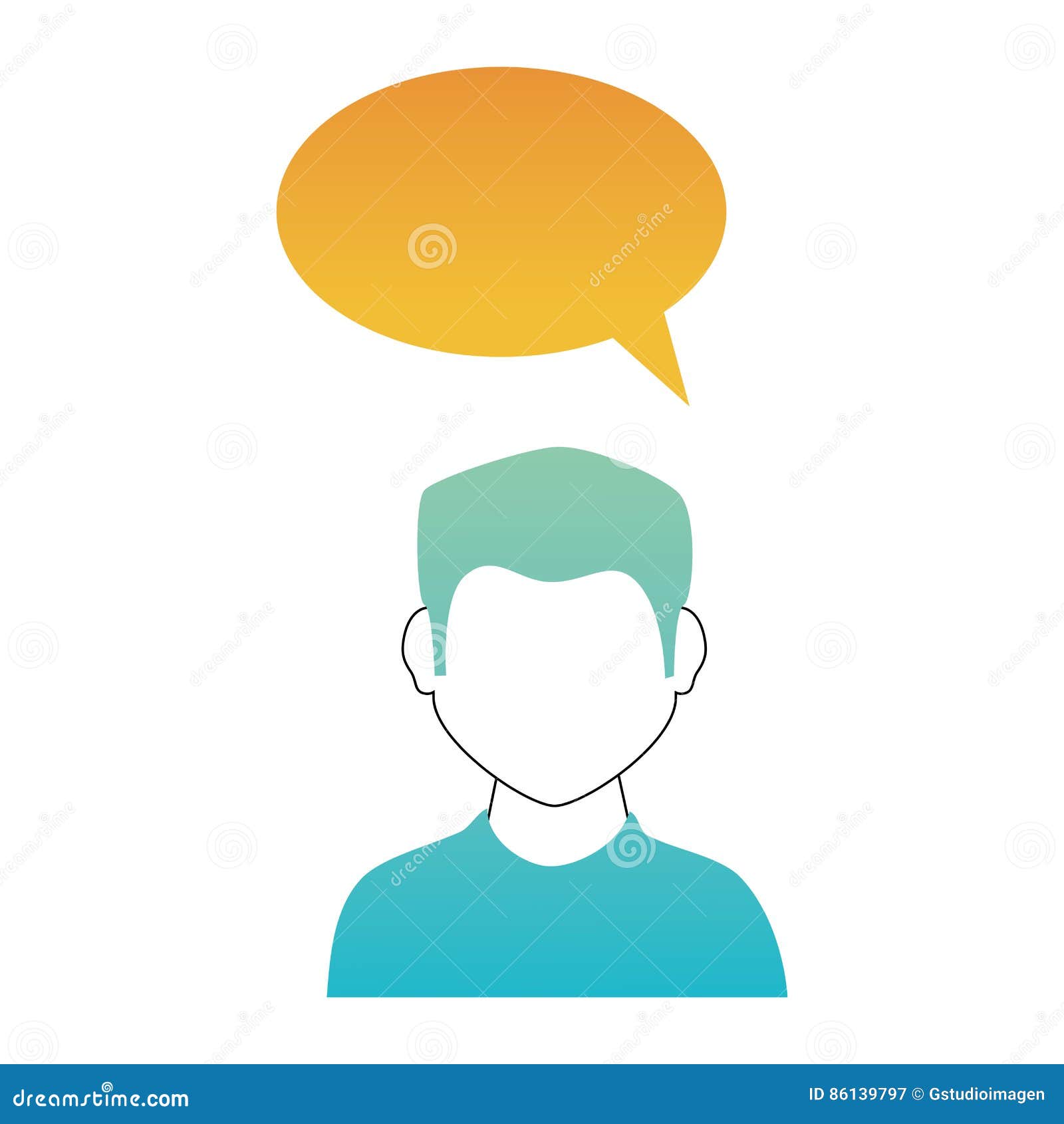 Oval Callout for Dialogue with Boy Half Body and without Face Stock ...