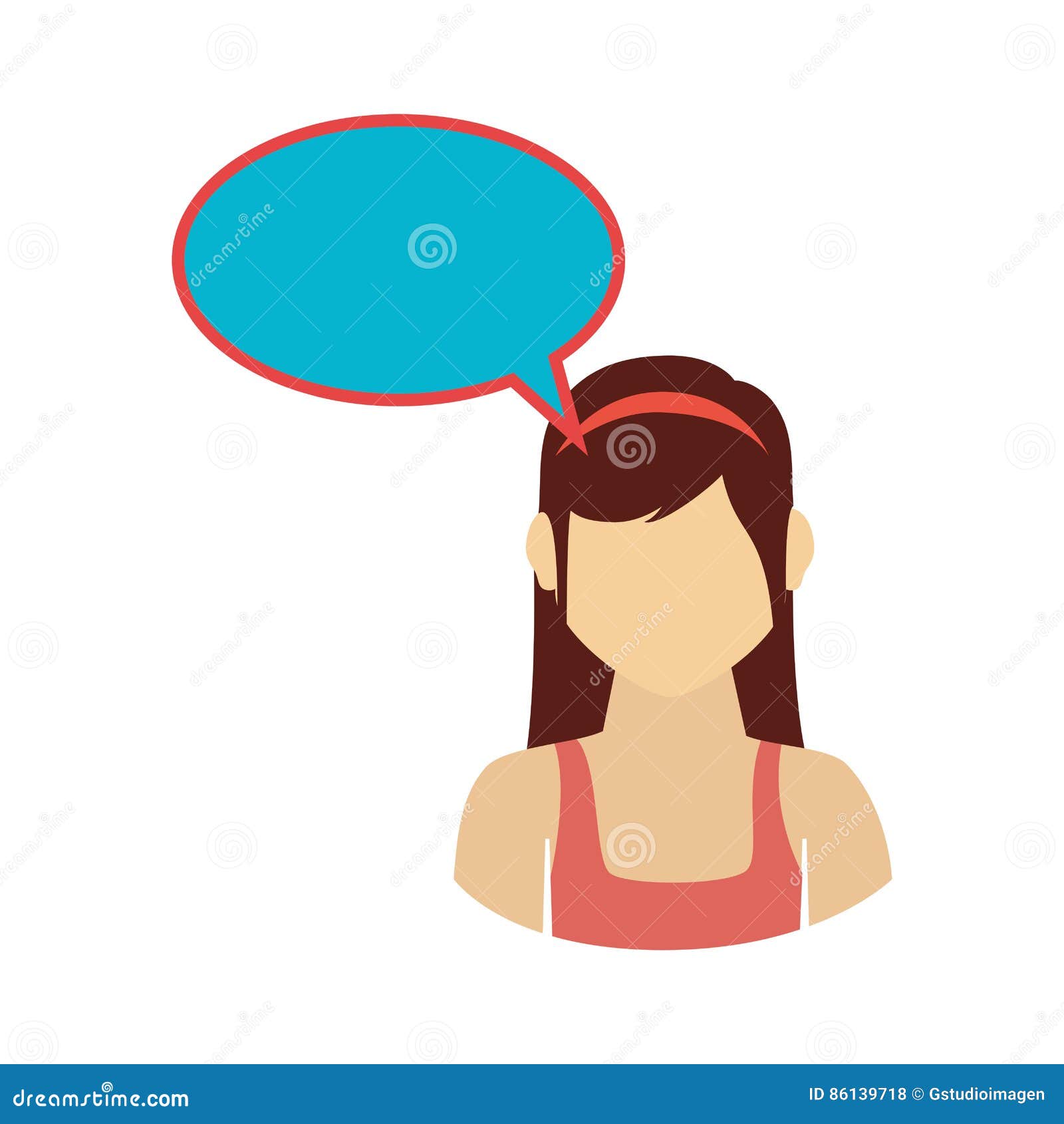 Oval Callout for Dialogue with Girl Half Body Stock Vector ...