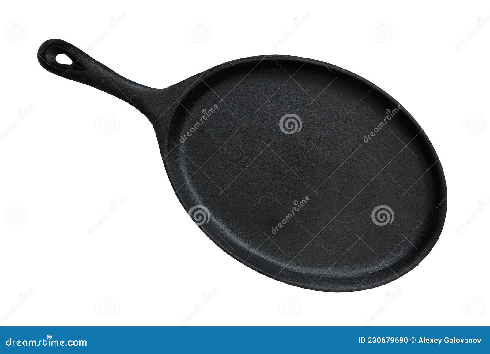 Oval Cast Iron Pan for Frying and Serving Dishes Isolated on White ...