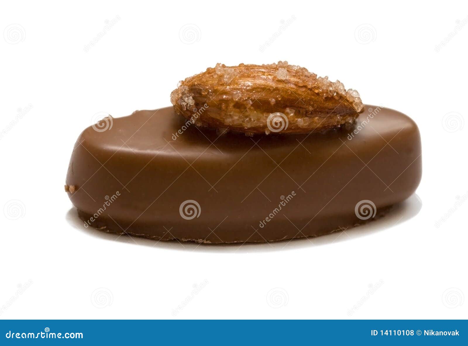 Oval Chocolate Candy Wich the Sugar Nut, Isolated Stock Photo - Image ...