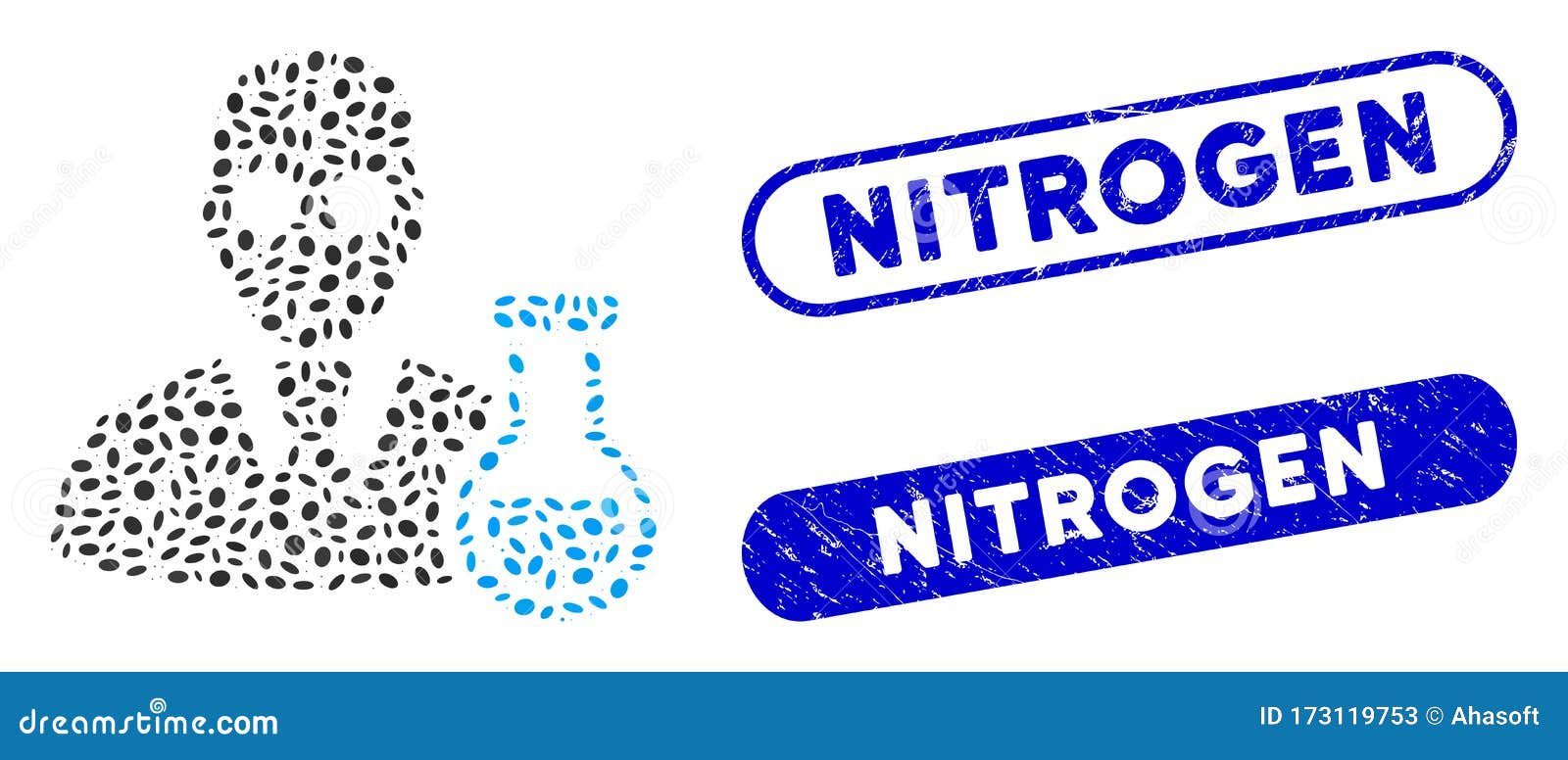 Oval Collage Chemist With Textured Nitrogen Stamps Stock Image ...