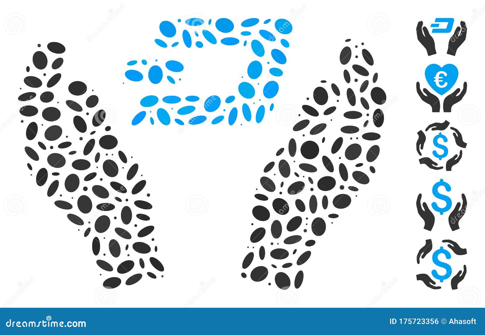 Oval Collage Dash Care Hands Stock Illustration - Illustration of hands ...