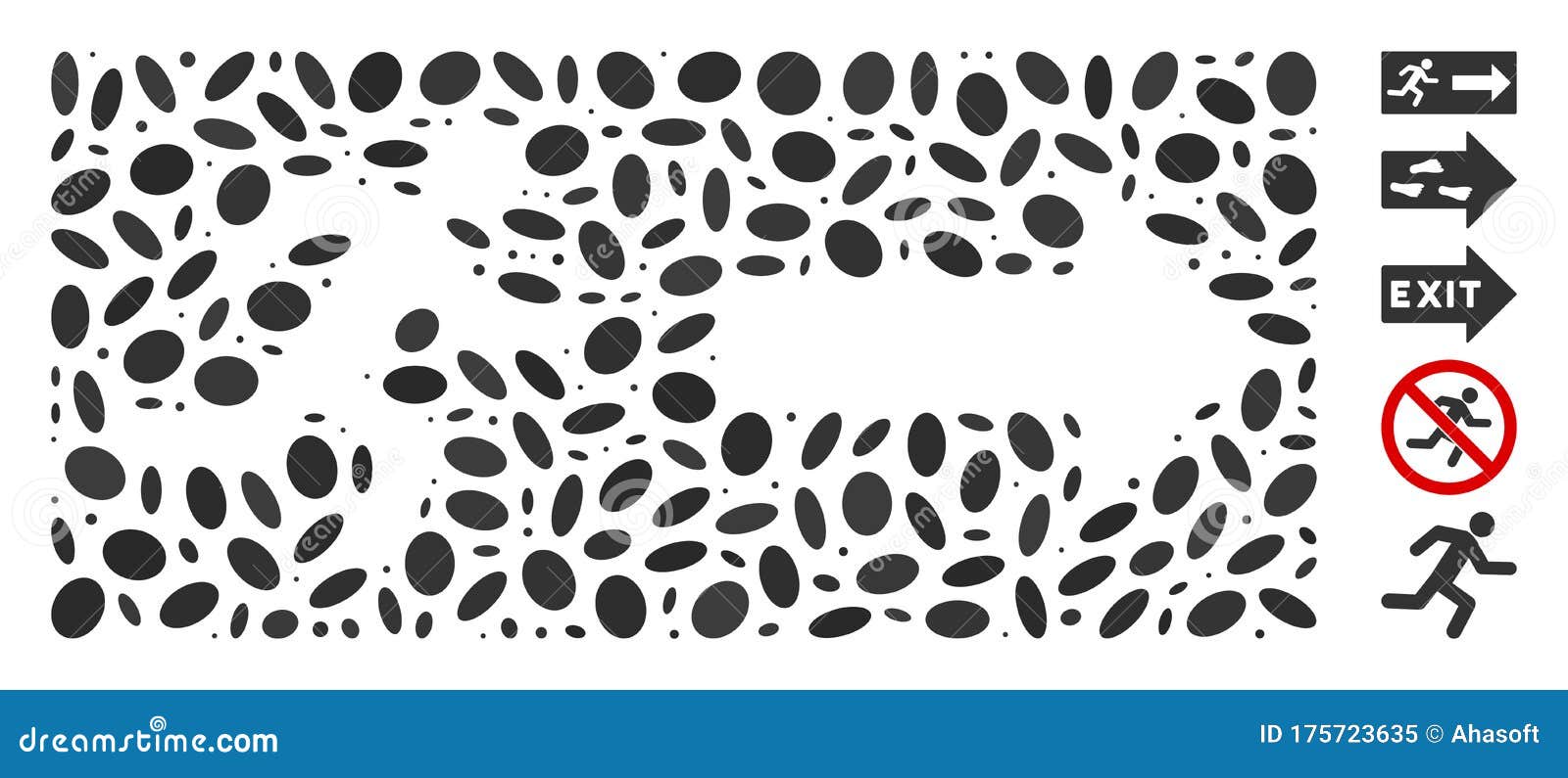 Oval Collage Emergency Exit Stock Illustration - Illustration of ...