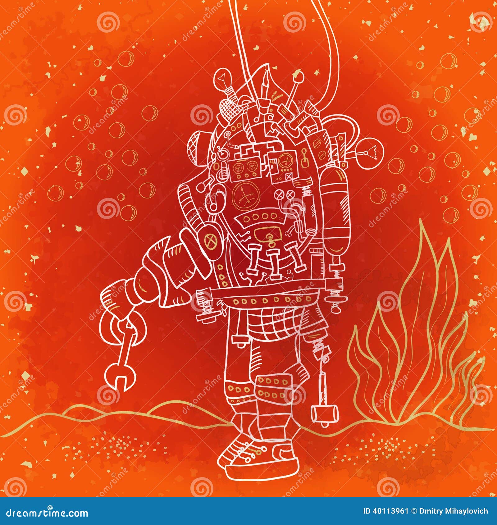 Deep Sea Diver Seek Treasure In A Ruined Old City At The Seabed ...