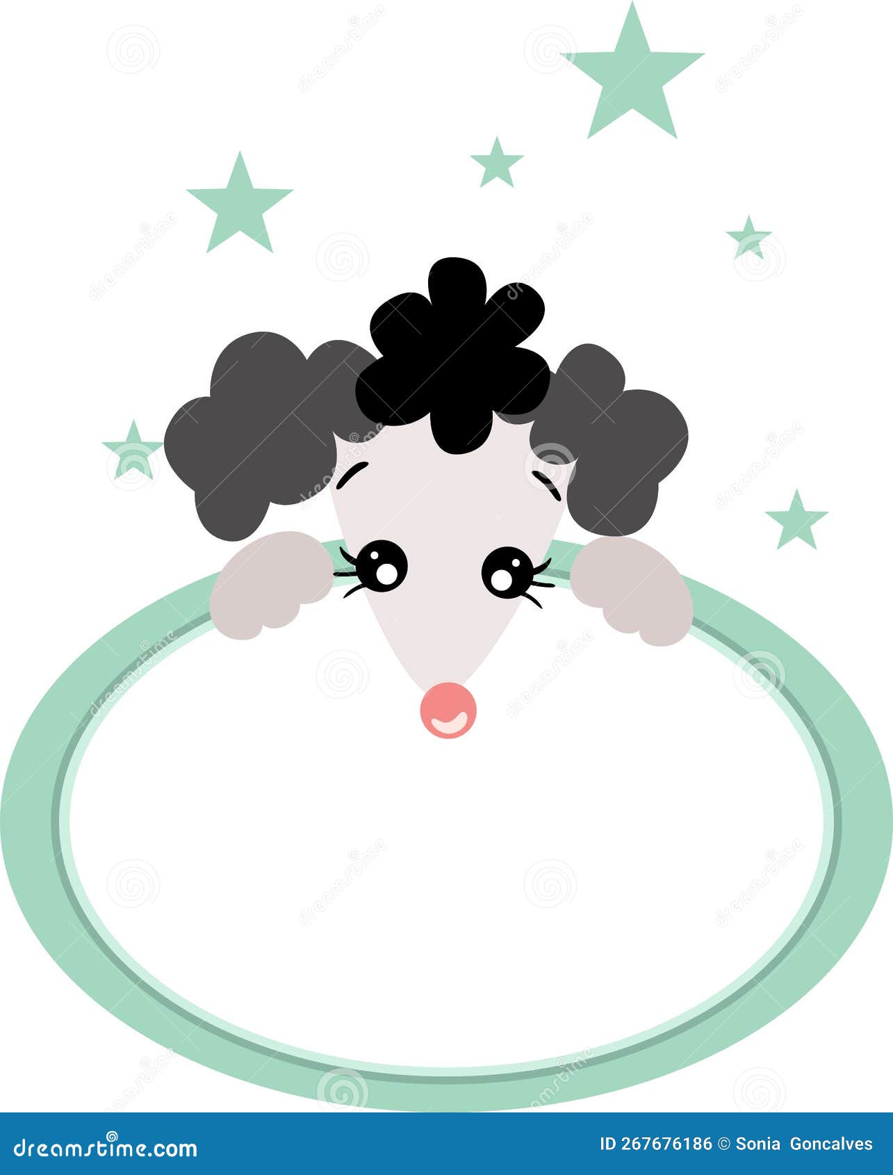 Oval Empty Frame with Funny Dog Face Stock Vector - Illustration of ...