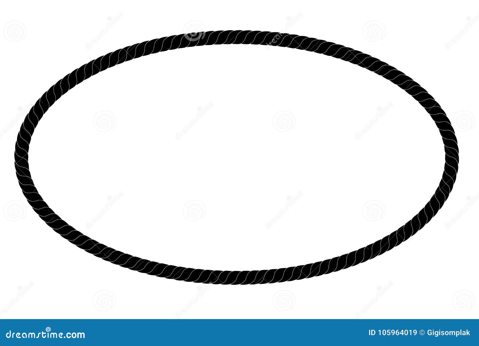 Oval Frame from Black Rope for Your Element Design, Isolated on White ...
