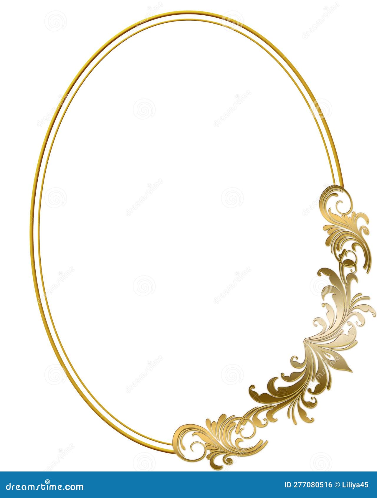 Oval Frame and Borders Golden Frame . Stock Illustration - Illustration ...