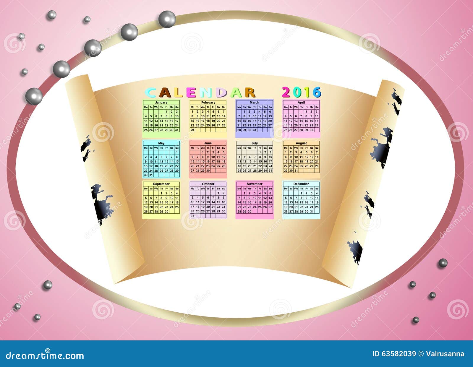 Oval frame with calendar stock illustration. Illustration of brown ...