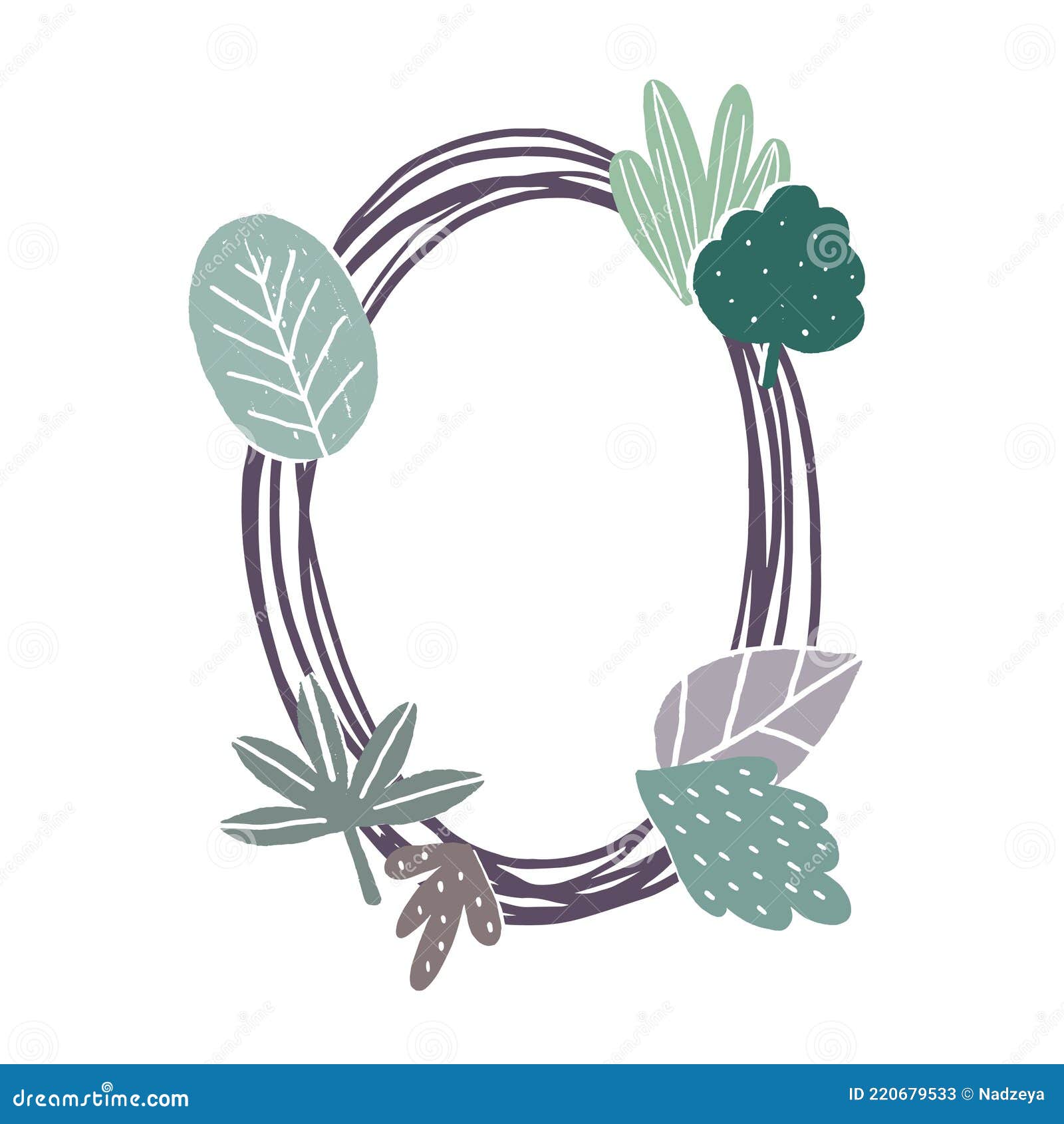 Oval Frame Decorated with Leaves Stock Vector - Illustration of ...