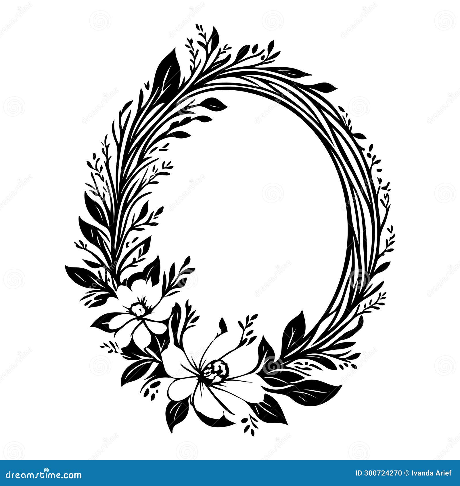 Oval Frame Flower Icon Hand Draw Black Logo Symbol Perfect Stock Vector ...