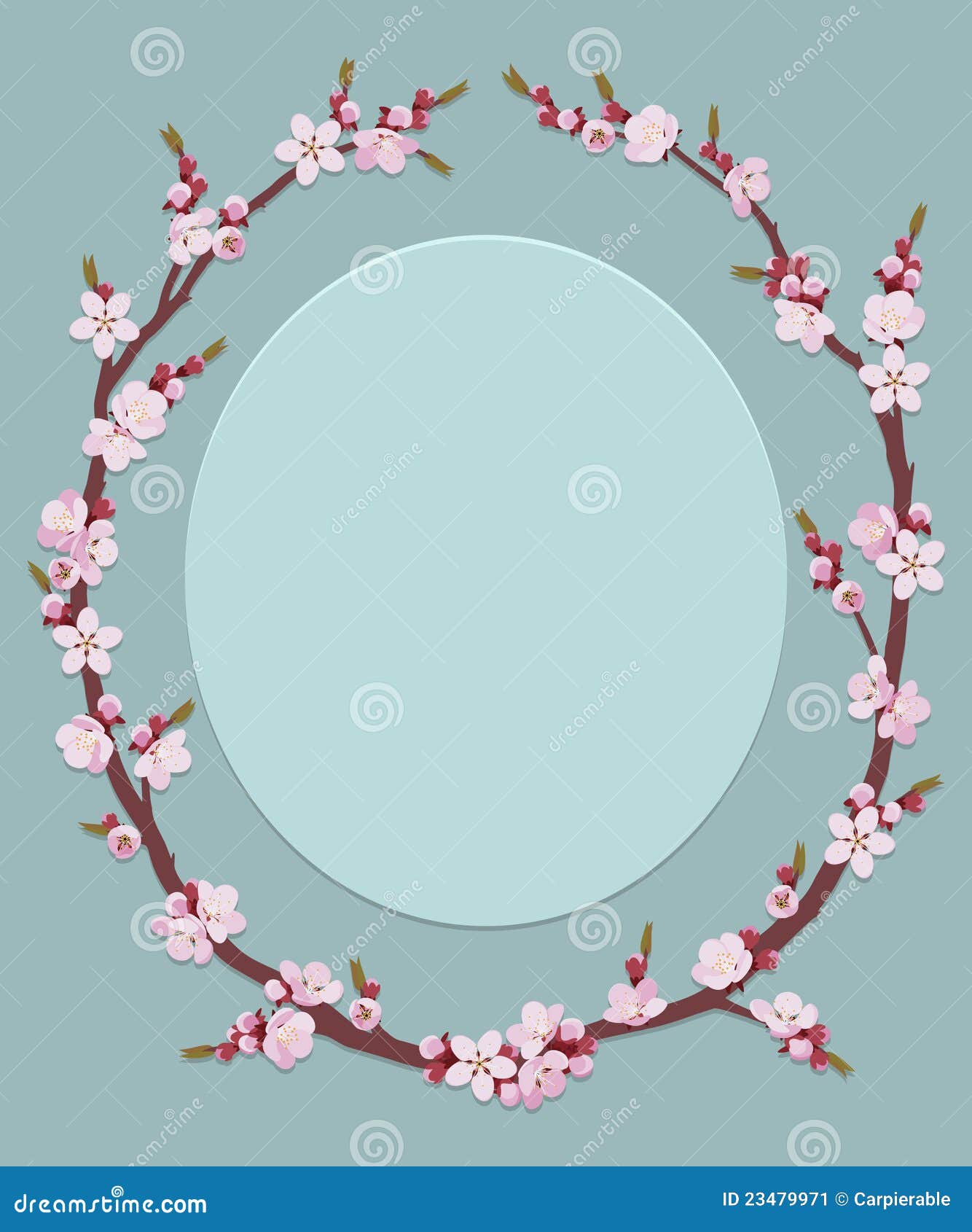 Oval frame of flowers stock vector. Illustration of decoration - 23479971