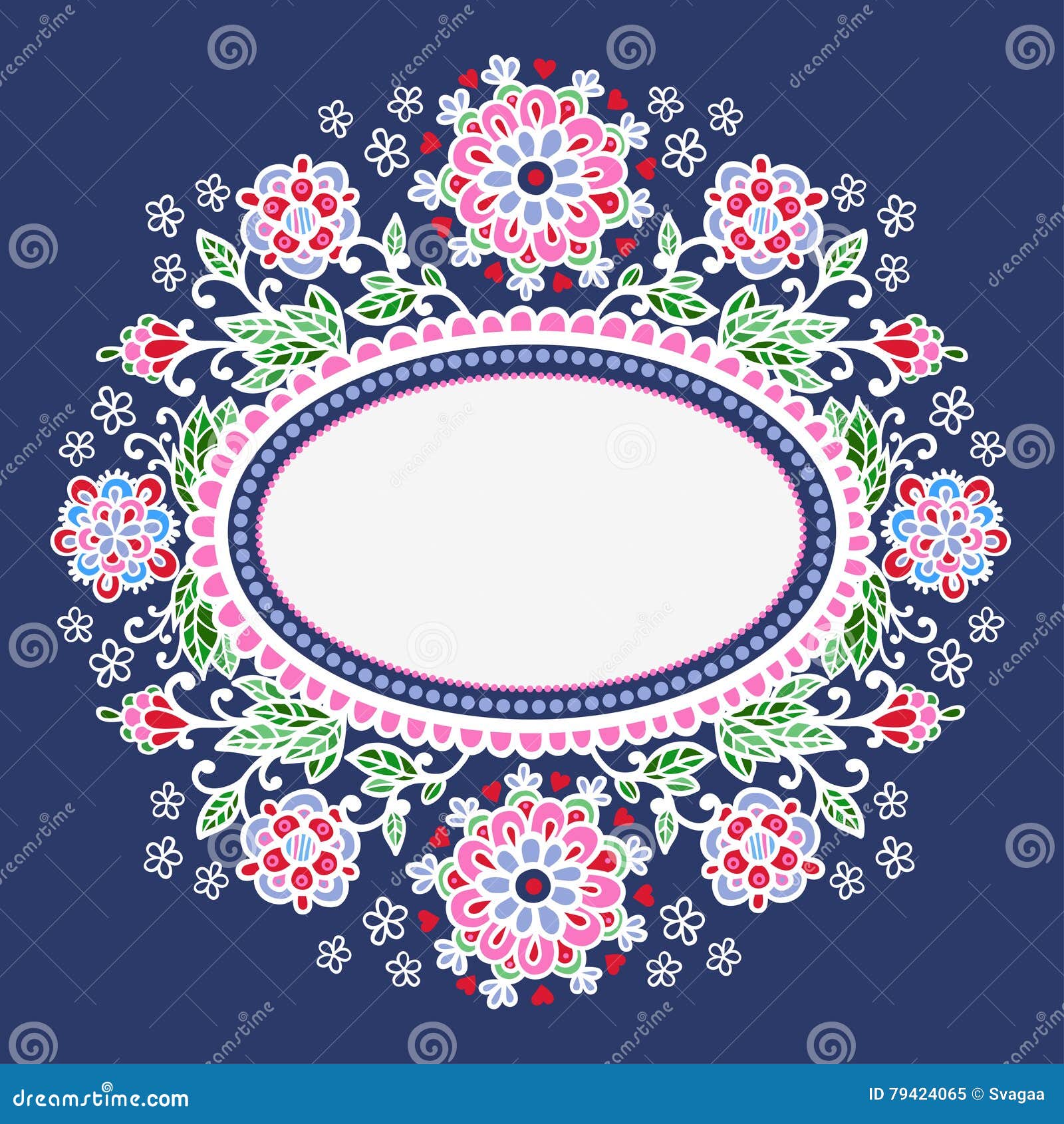 Oval frame with flowers. stock illustration. Illustration of ...