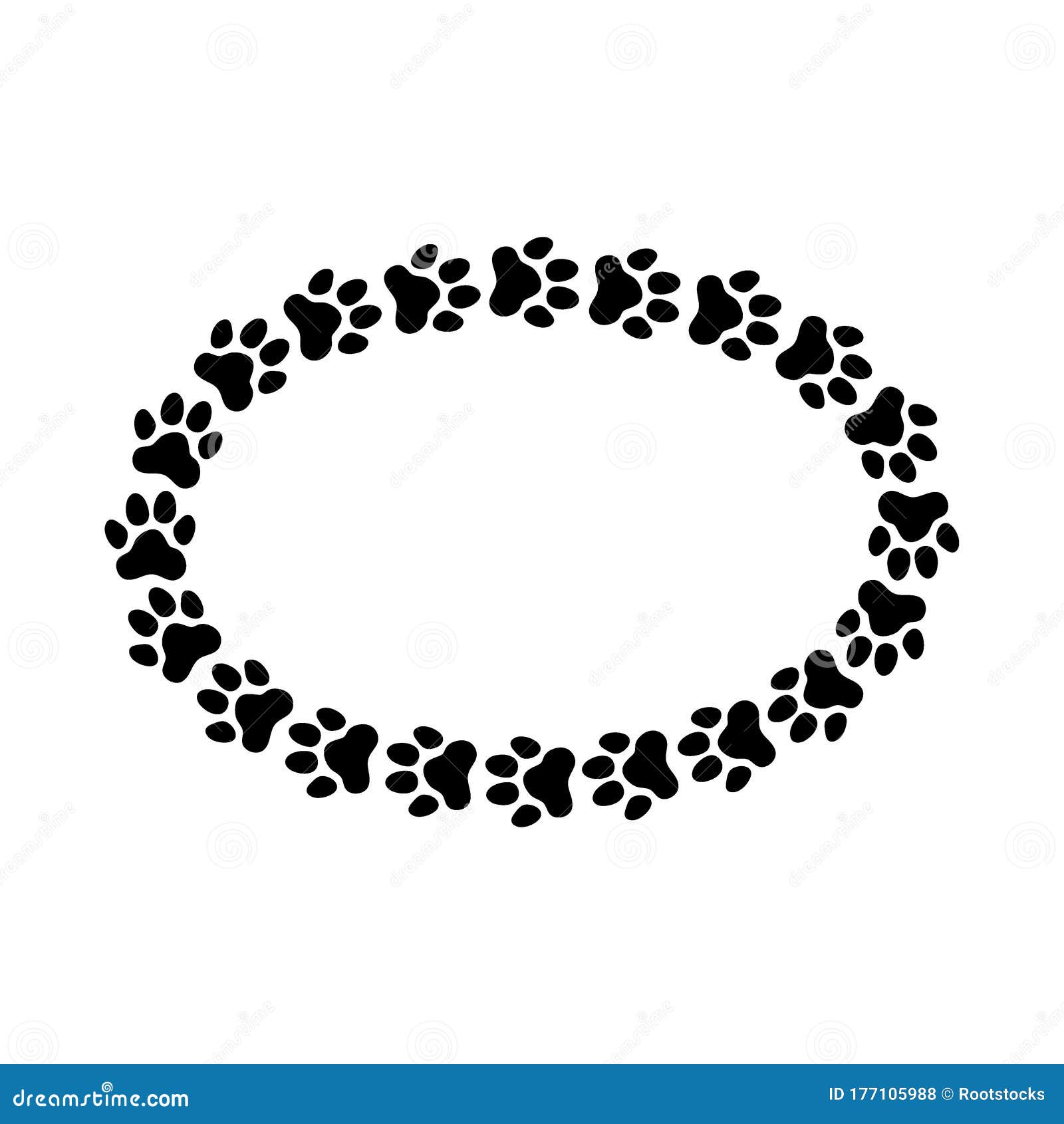 Oval Frame Made of Paw Prints Stock Vector - Illustration of foot ...