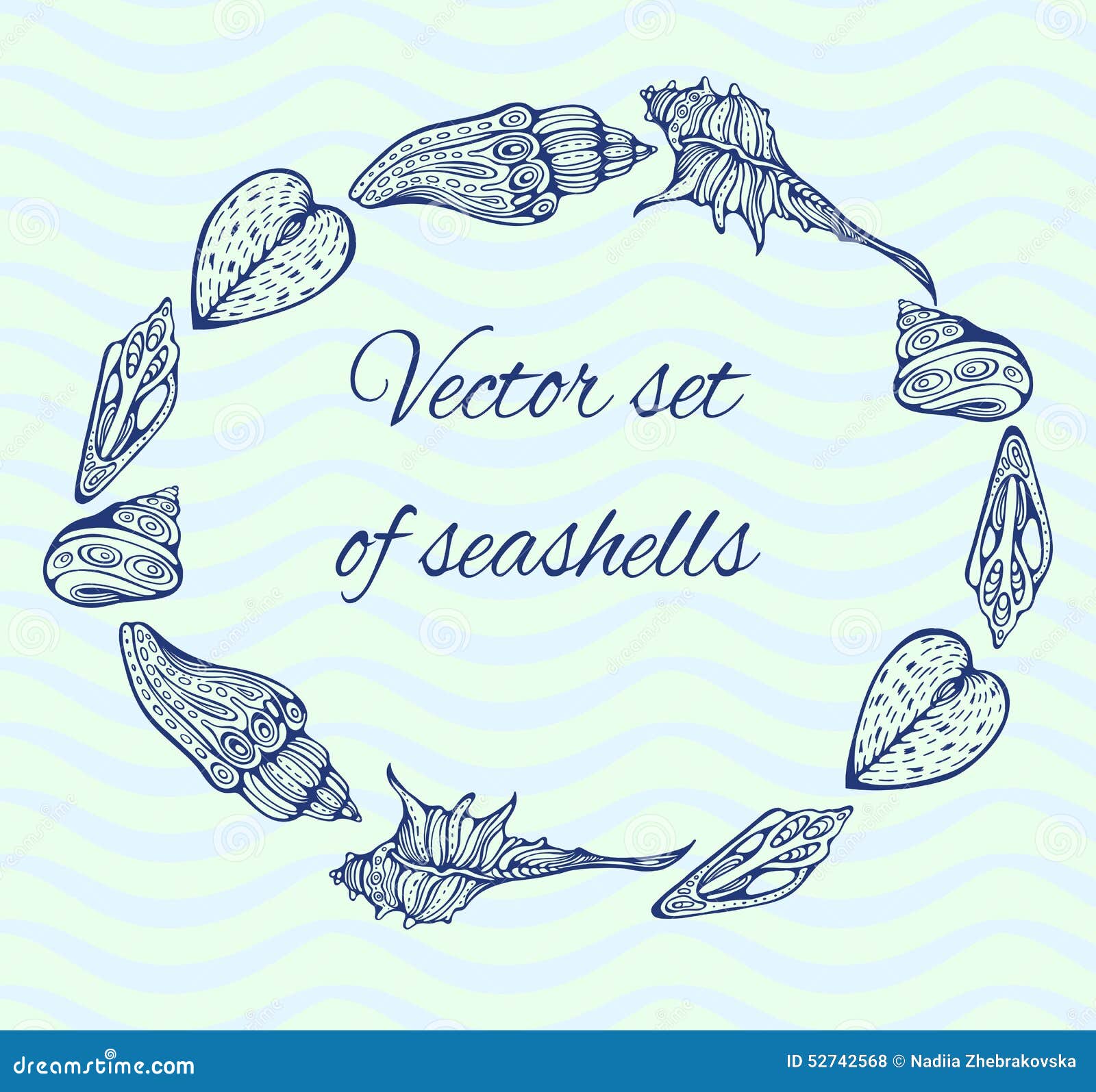 Oval Frame Made of Various Sea Shells Stock Vector - Illustration of ...