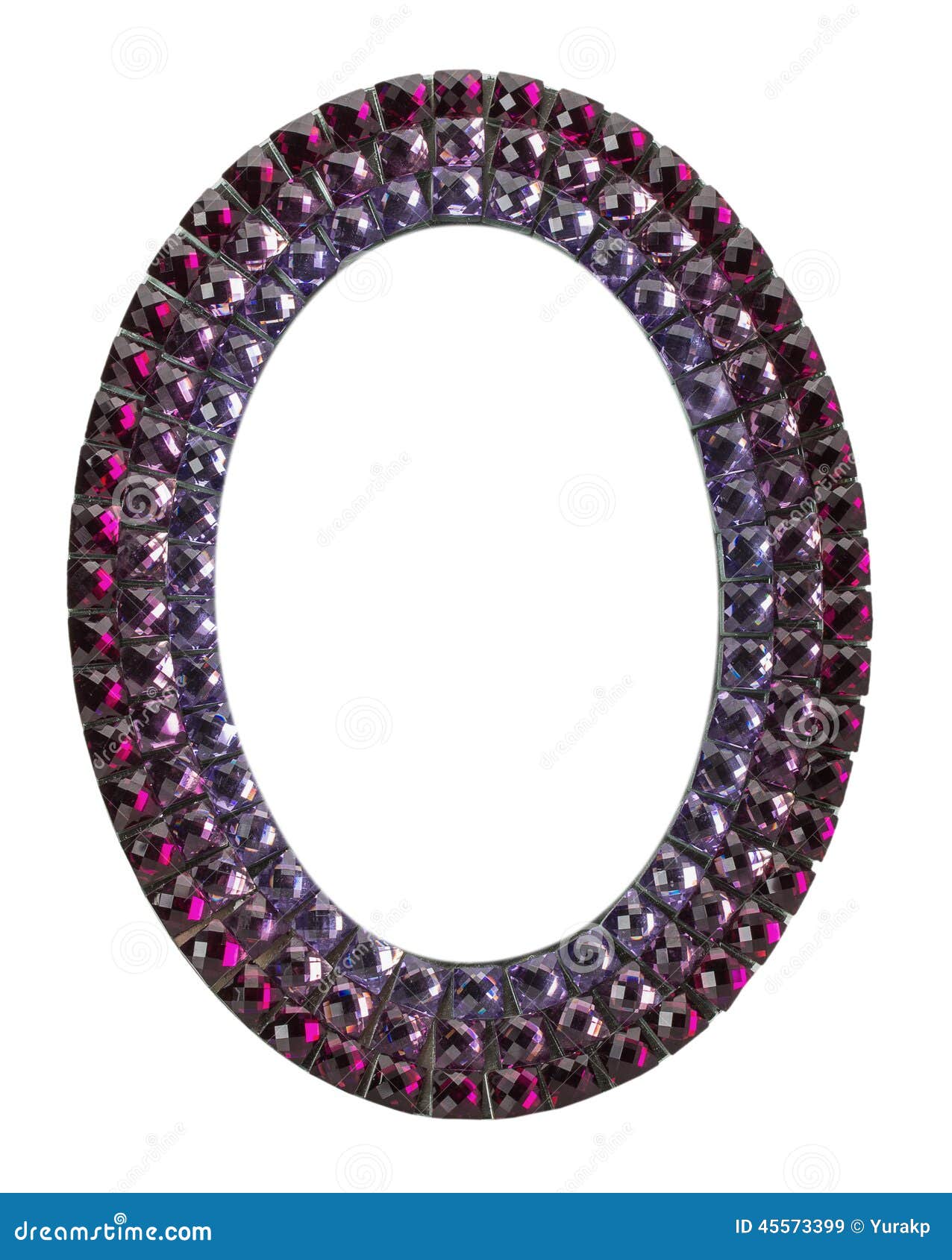 Oval Frame With Purple Gems On The White Background Stock Photo - Image ...