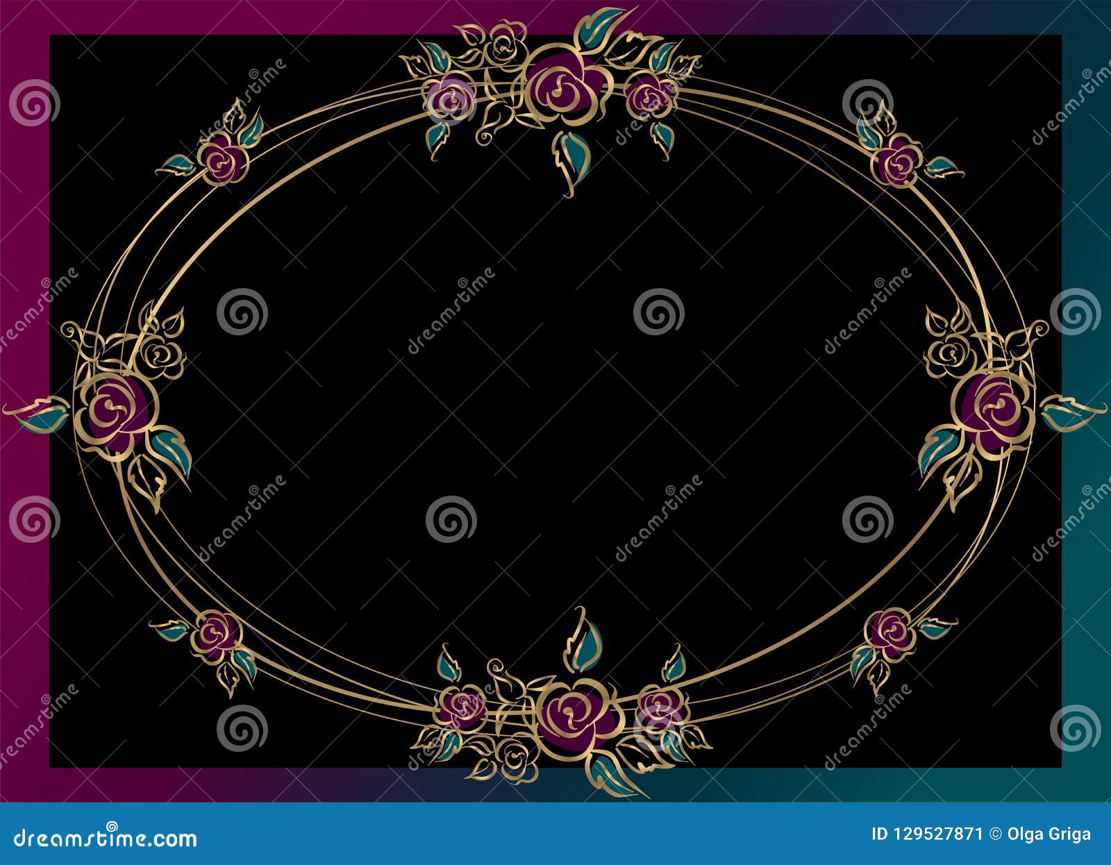 Red Roses On Gold Background. Floral Pattern. Cartoon Vector ...