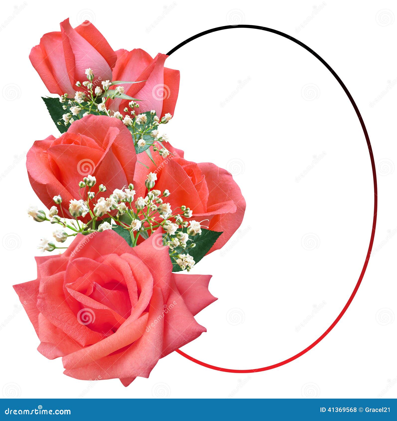 Oval frame with roses stock illustration. Illustration of decoration ...