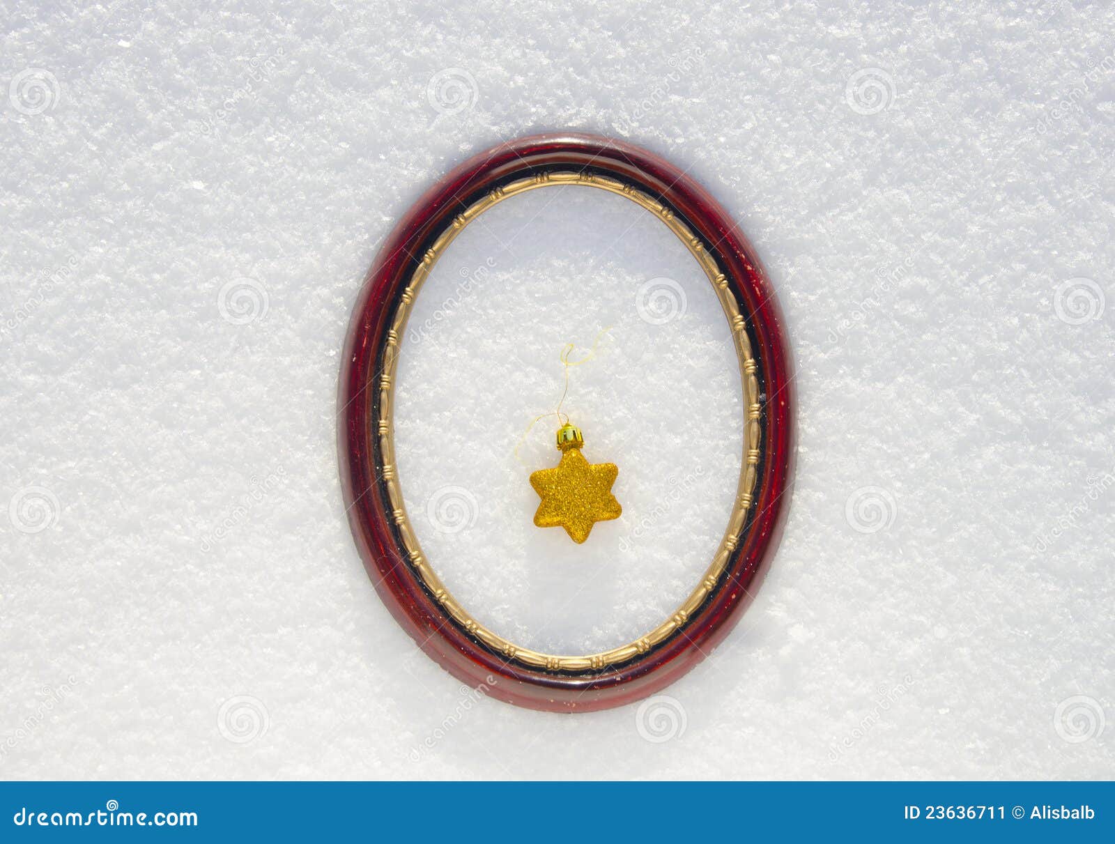 Oval Frame on Snow and Christmas Toy Stock Image - Image of frame ...