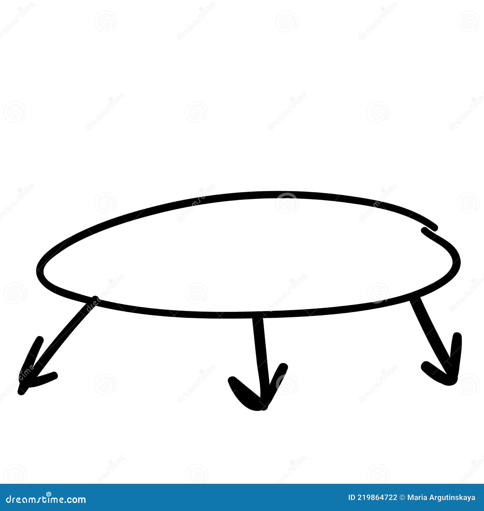 Oval Frame With Three Down Arrows. Doodle Hand Drawing Sketch. Vector ...