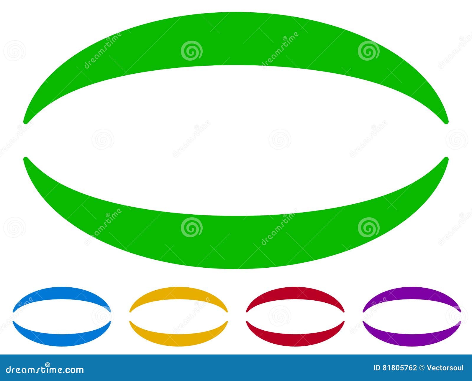 Oval Frames - Borders In Five Colors. Colorful Design Elements. Vector ...