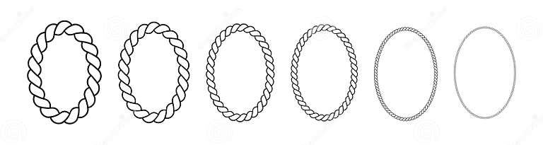 Oval frames made of rope. stock vector. Illustration of boarder - 303953980
