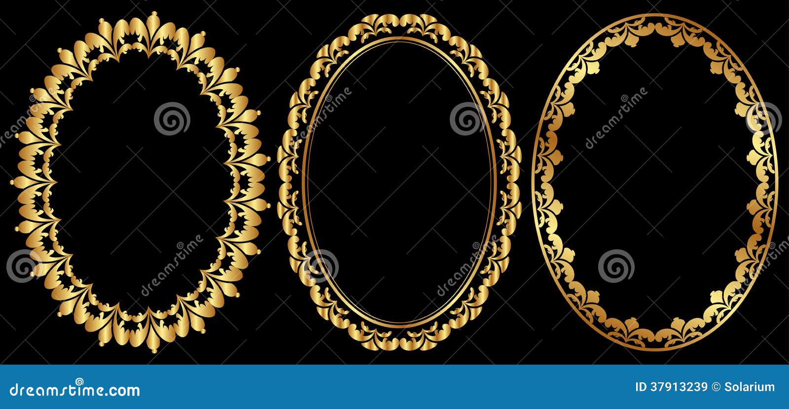 Gold Oval Frame Vector