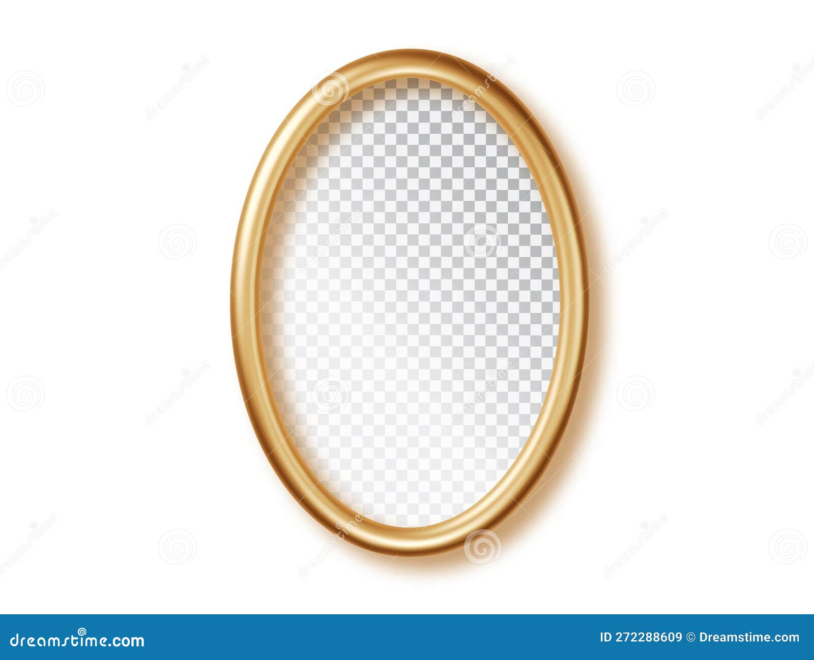 Oval Gold Frames with an Empty Space Inside and Shadows Isolated ...