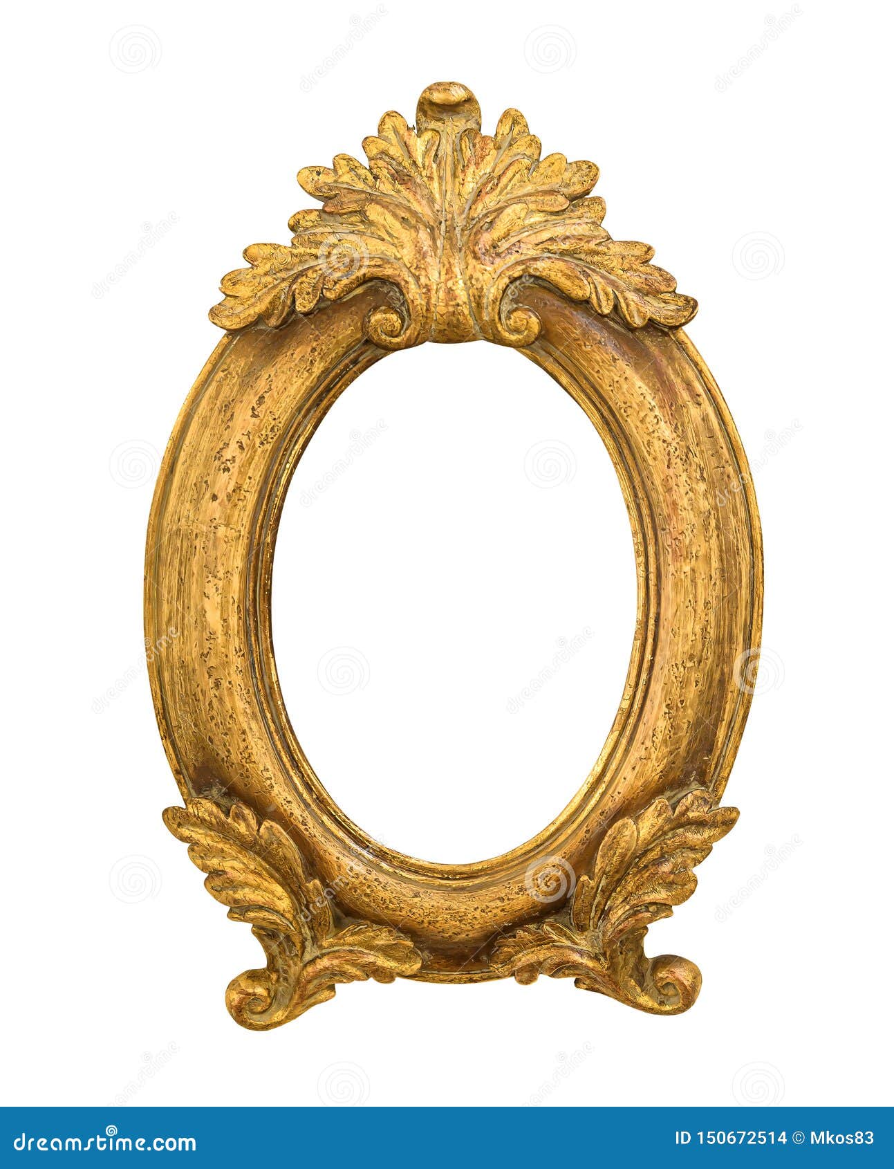 Oval Golden Decorative Picture Frame Isolated on White Stock Photo ...