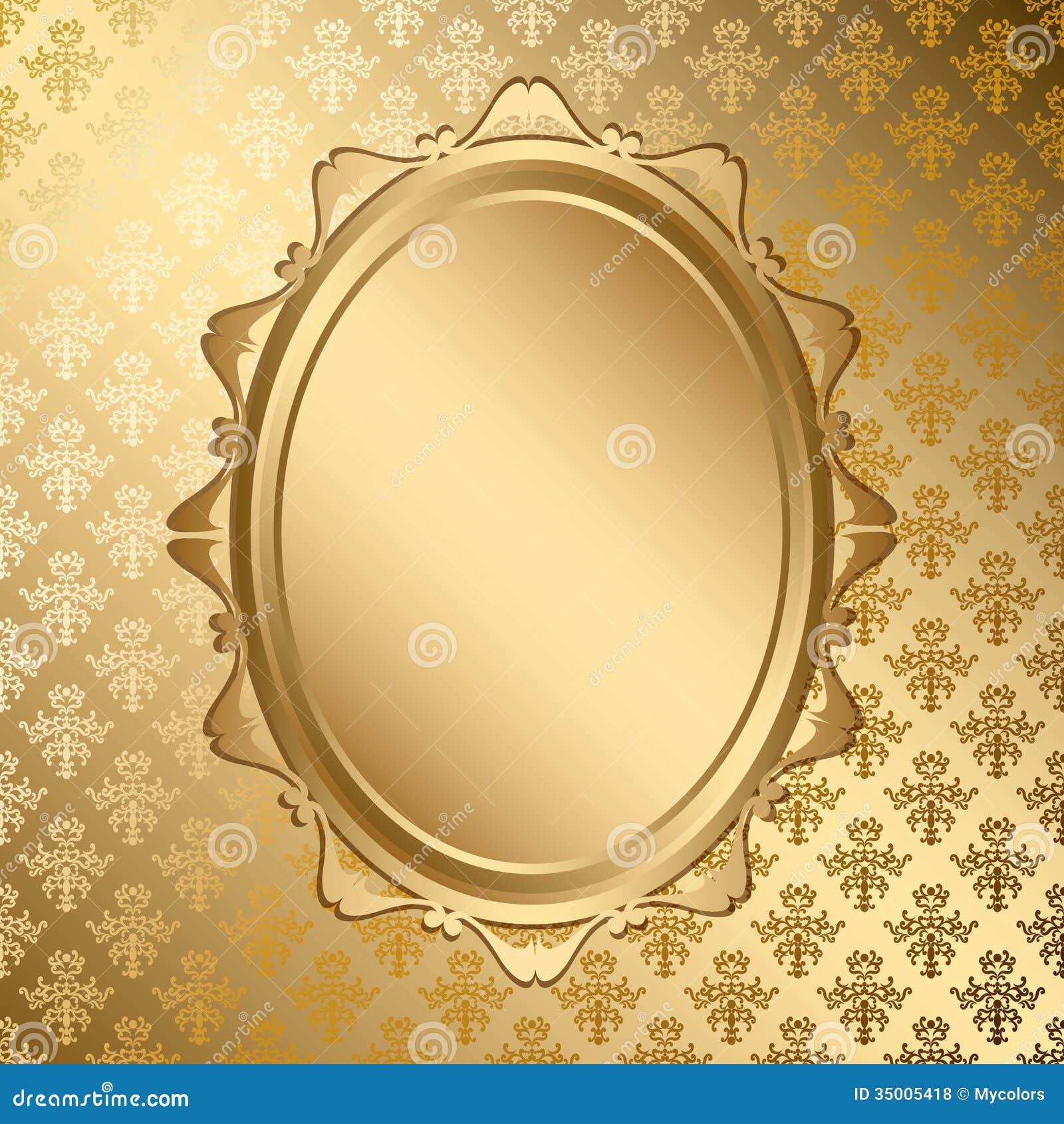Oval Golden Vector Frame on Gold Pattern Stock Vector - Illustration of ...