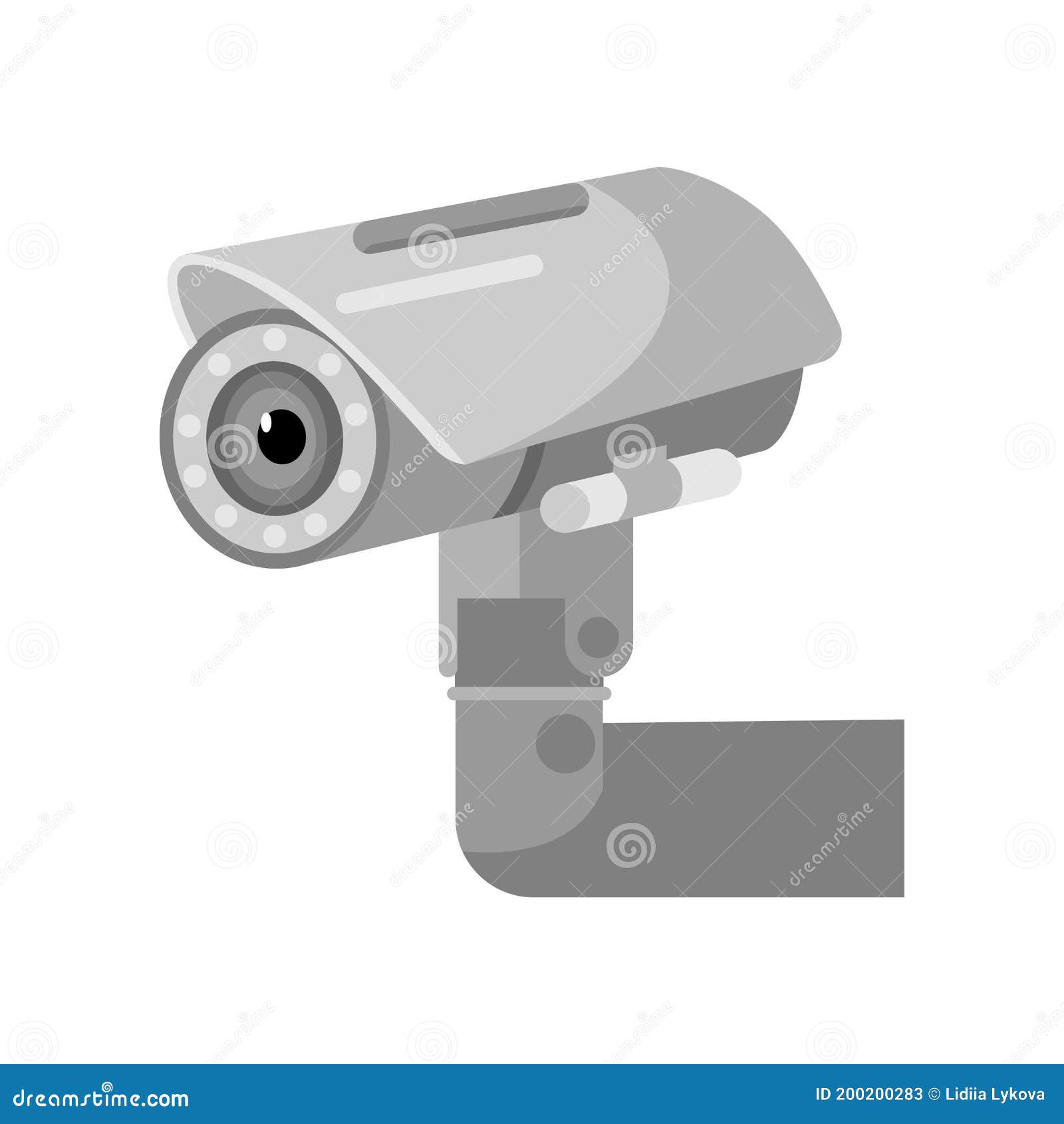 Oval Gray Security Camera on a White Background. Surveillance Equipment ...