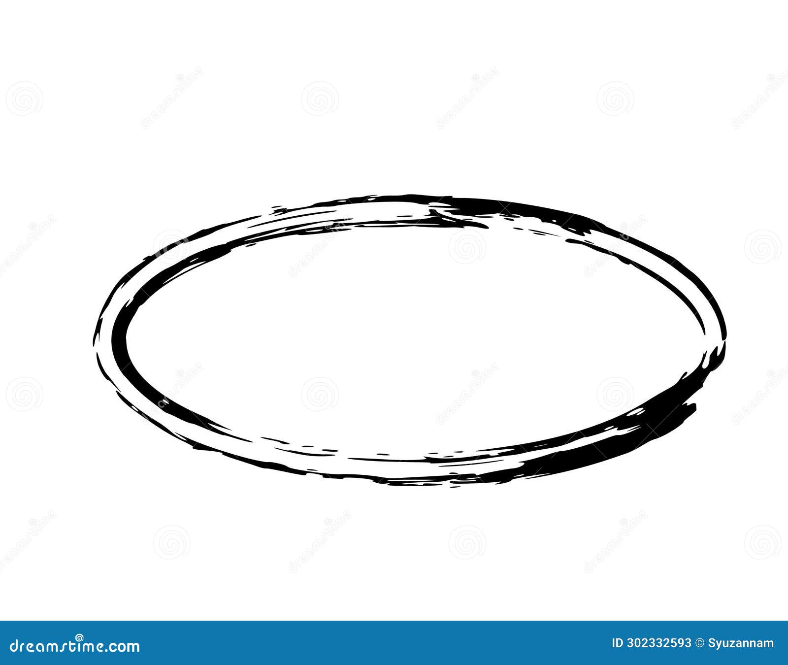 Oval Grunge Frame Isolated On White Background. Black Ellipse Ink ...