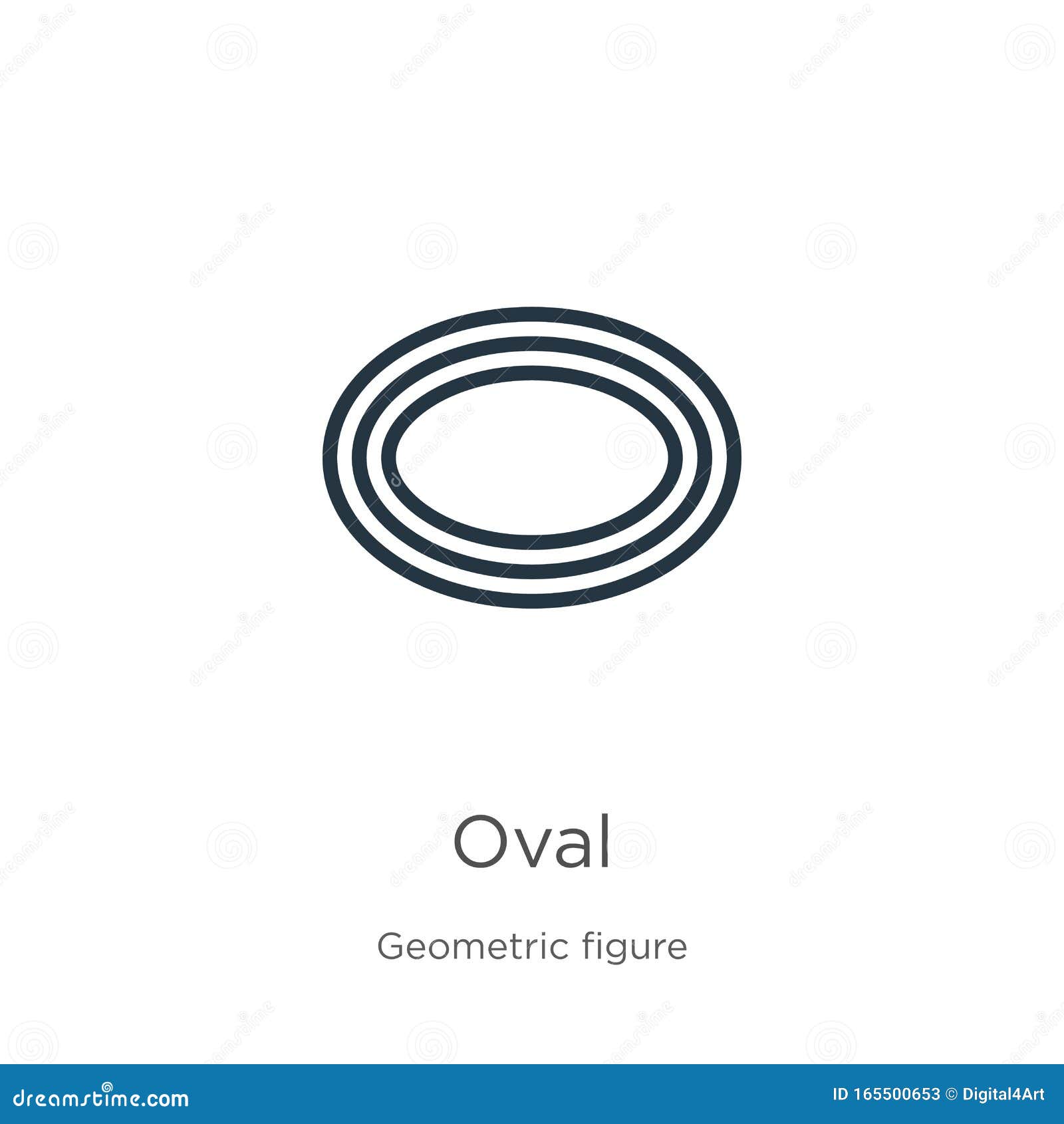 Oval Icon. Thin Linear Oval Outline Icon Isolated on White Background ...