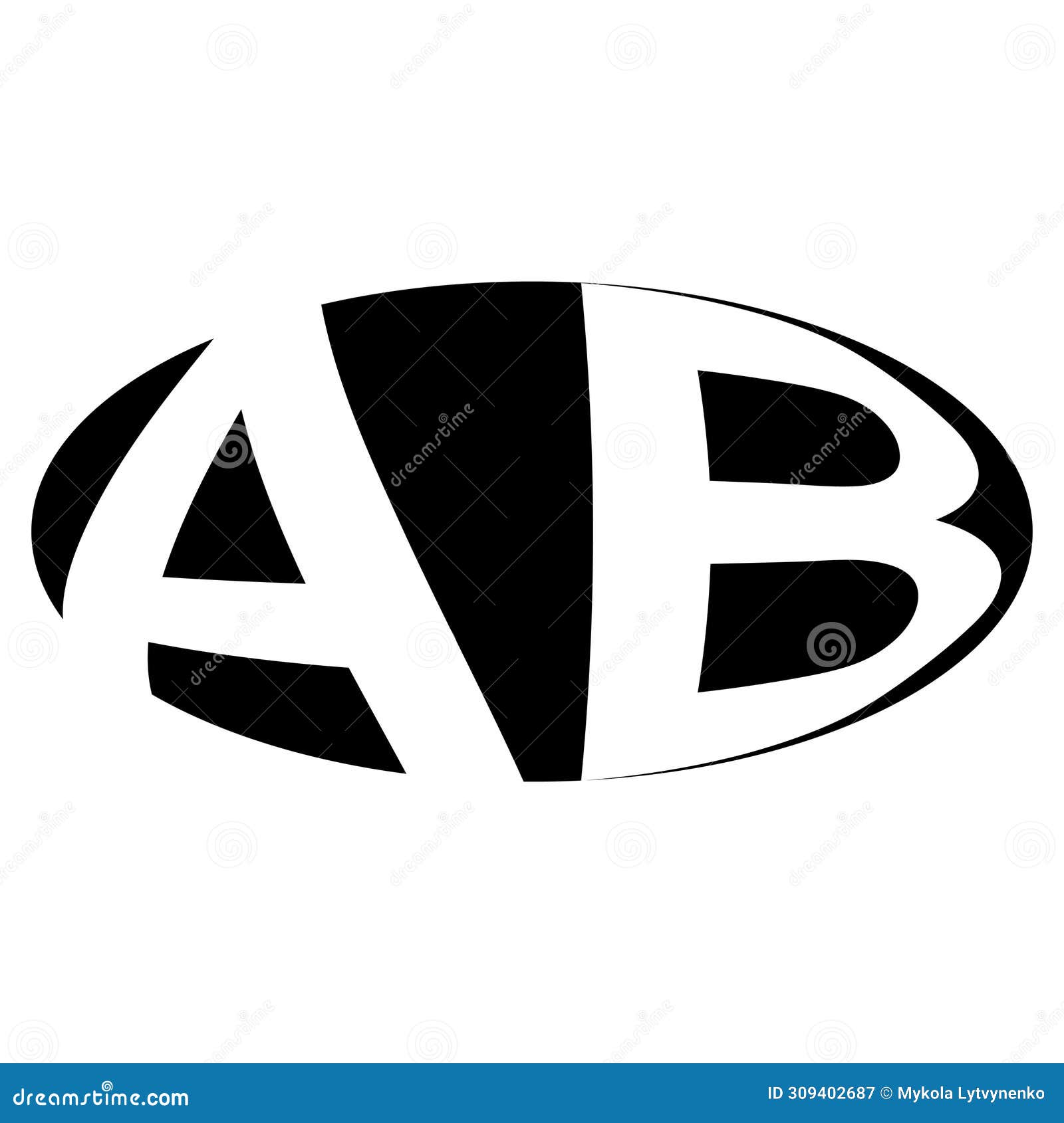 Oval Logo Double Letter A B Two Letters Ab Ba Cartoon Vector ...