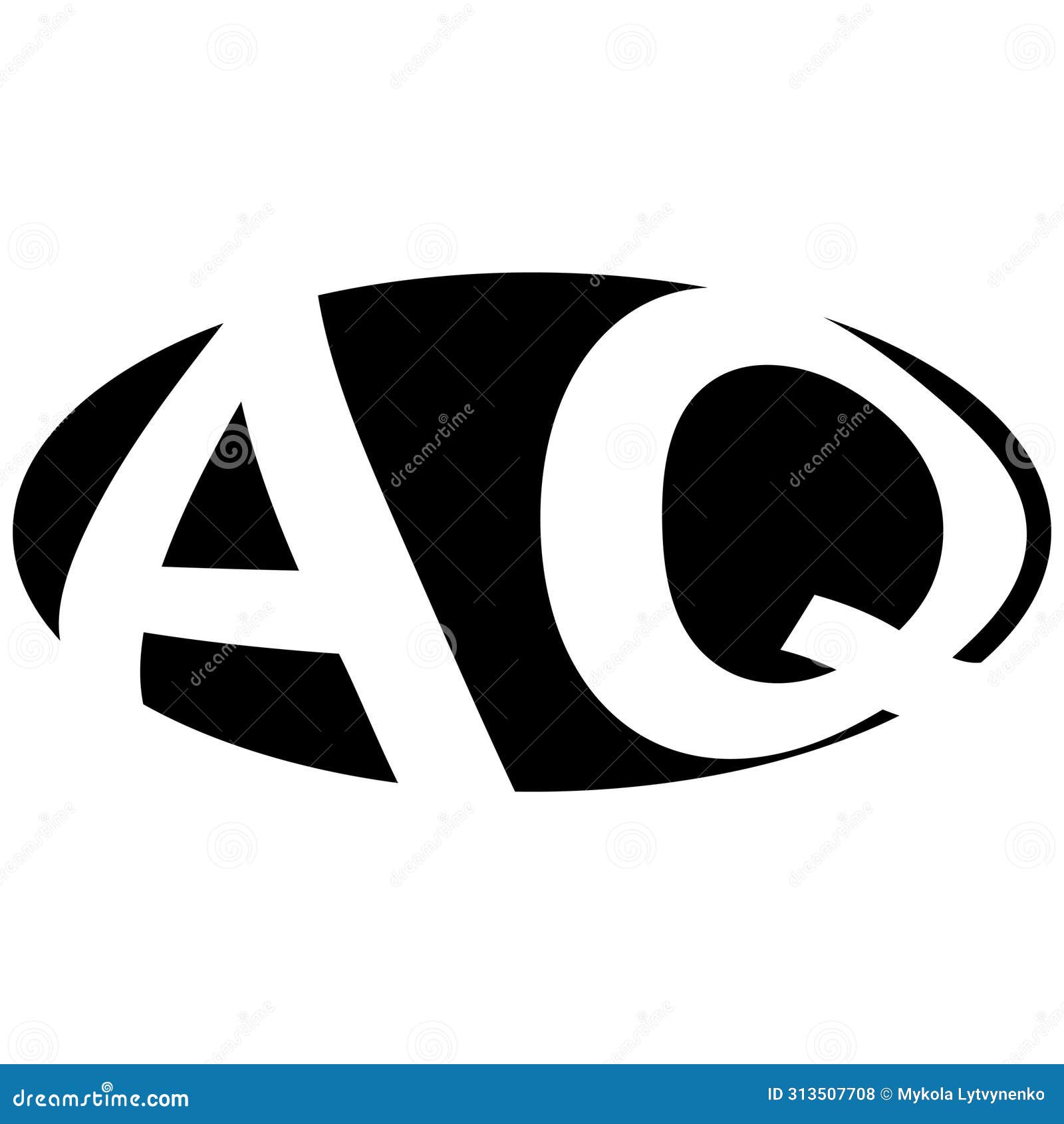 Oval Logo Double Letter a Q Two Letters Aq Qa Stock Vector ...
