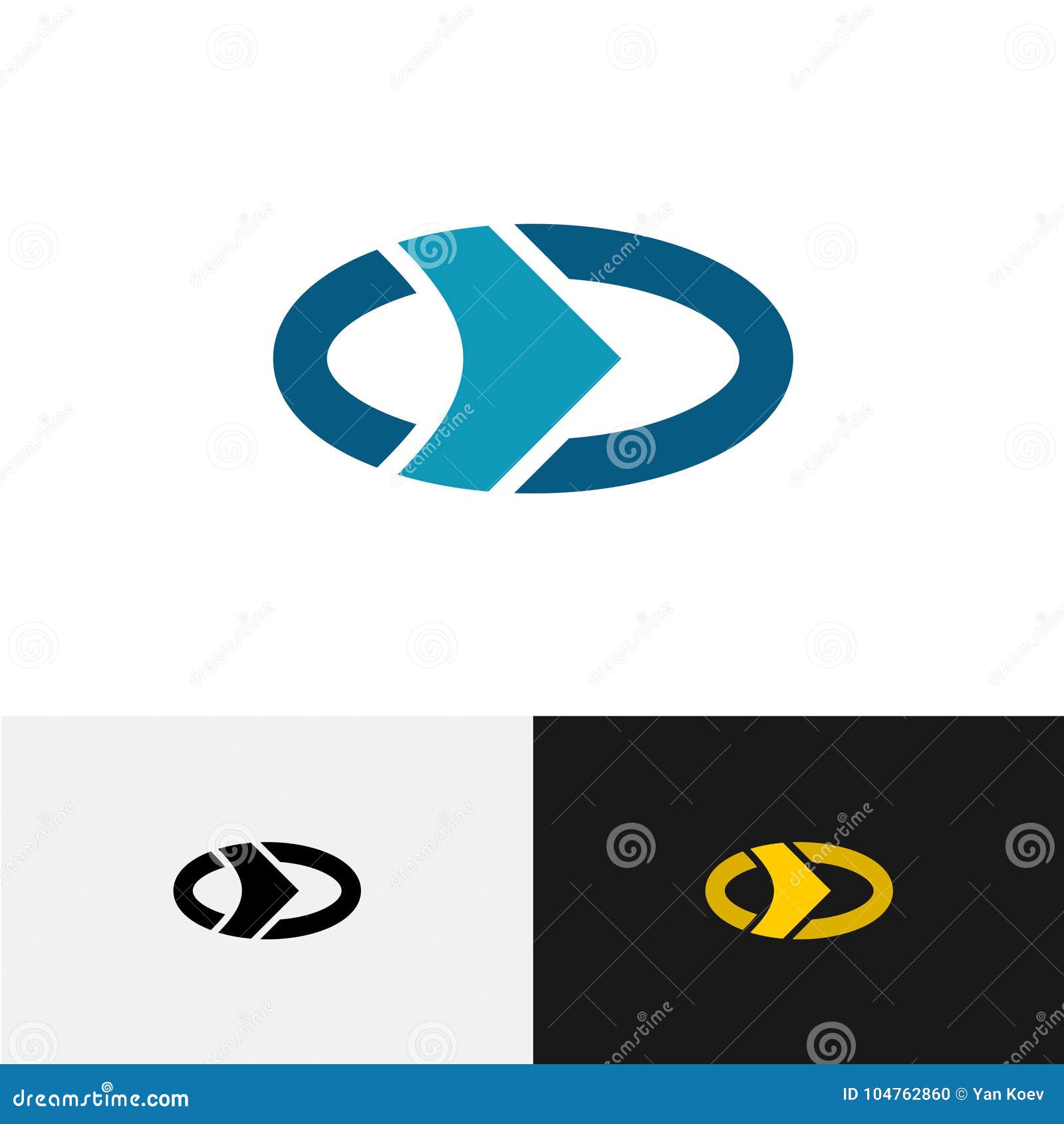 Oval Logo with Outer Circle and Right Arrow Inside Stock Vector ...