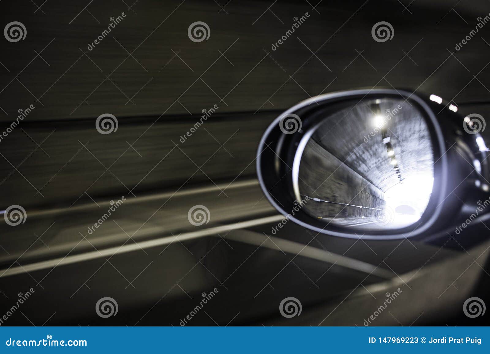 Oval Mirror Car Driving Inside a Tunnel Stock Image - Image of ...