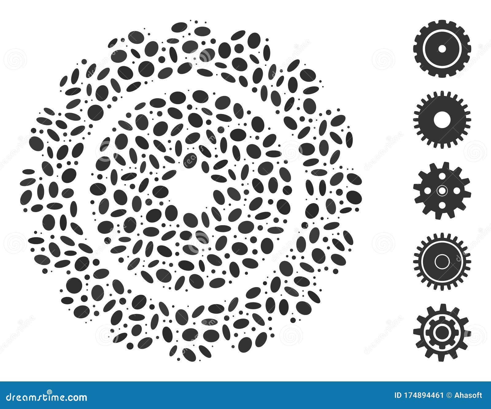 Oval Mosaic Cog stock illustration. Illustration of component - 174894461