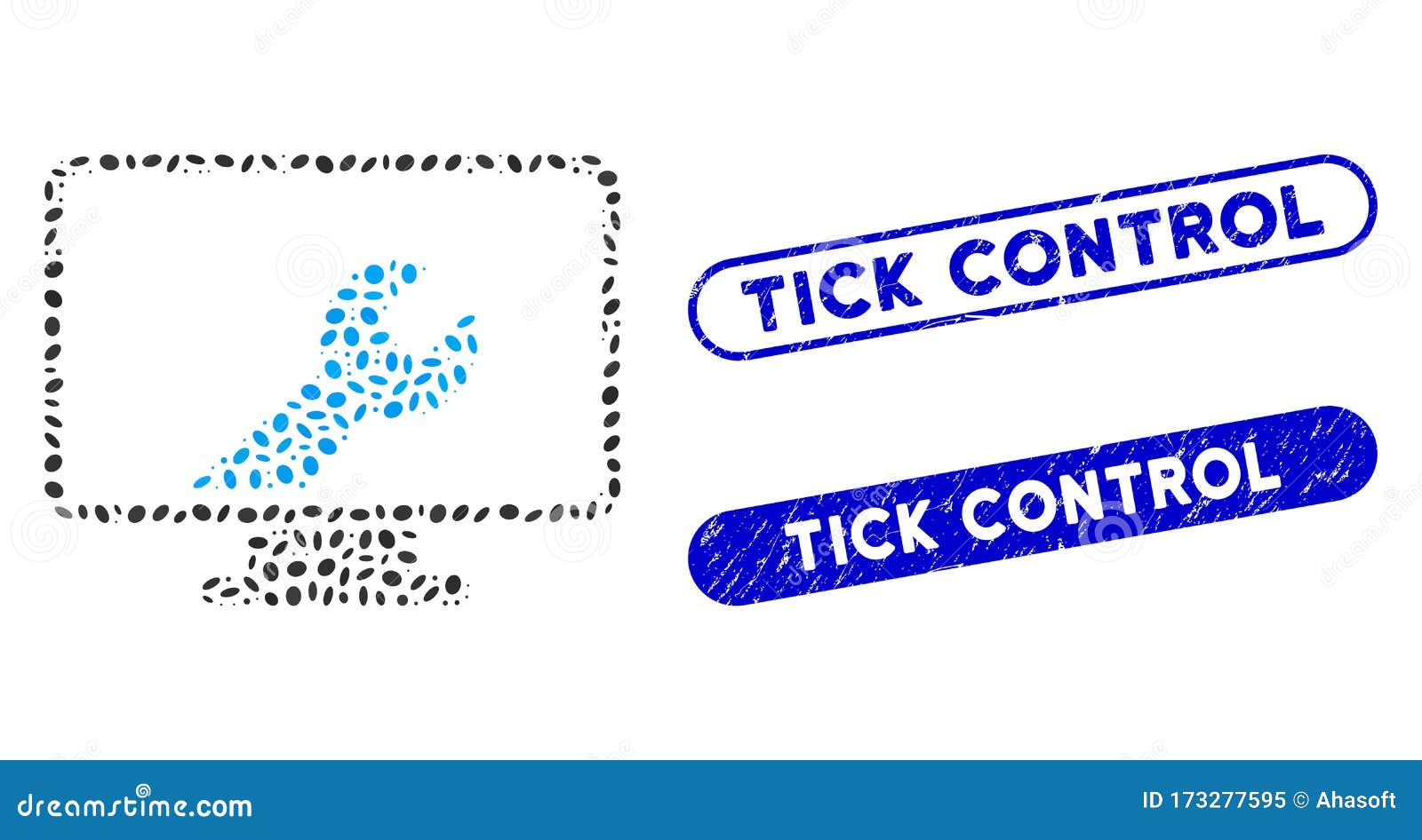 Collage Desktop Settings With Textured Total Control Stamp Royalty-Free ...