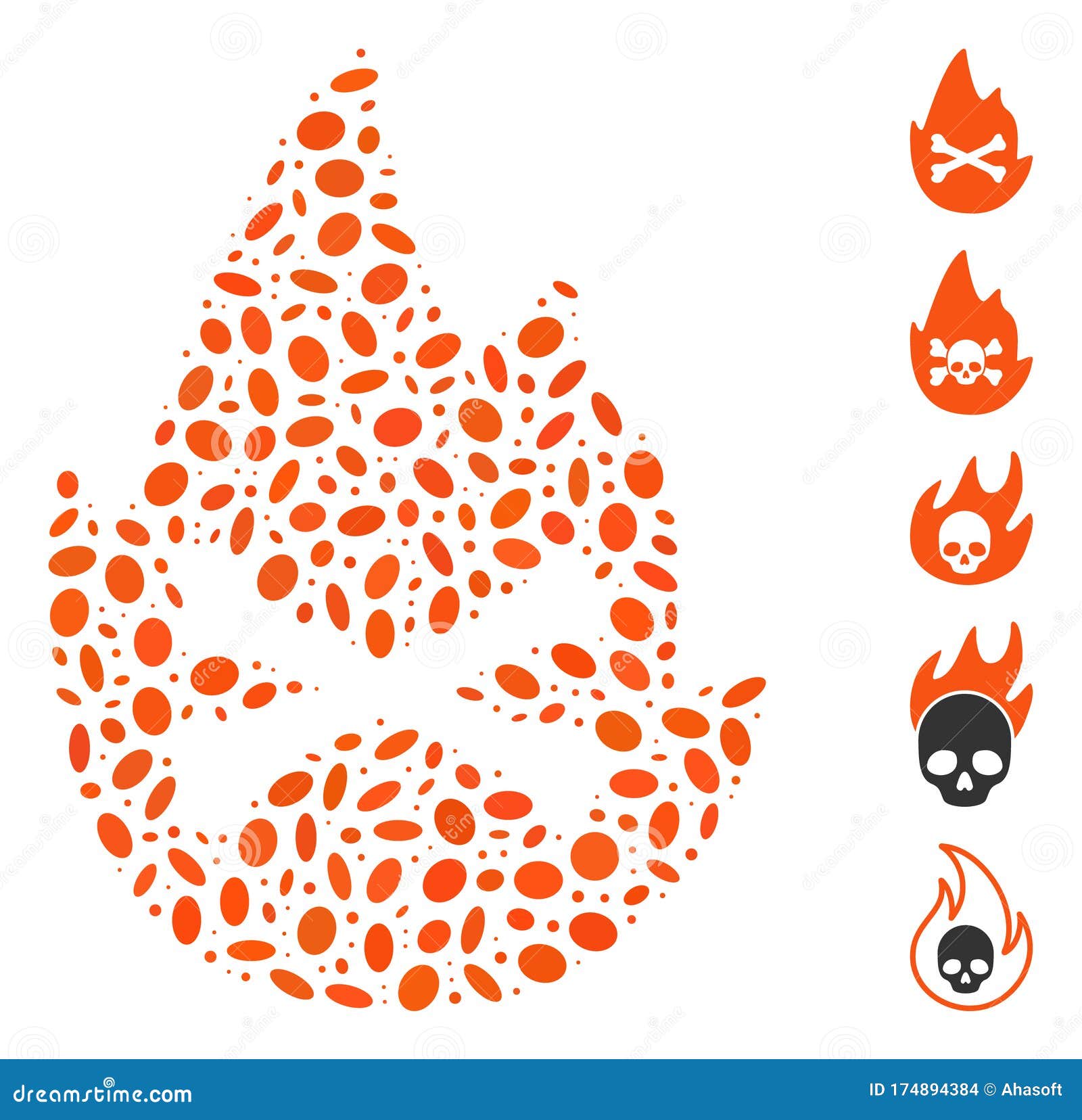 Hellfire Flame Composition Icon Of Round Dots Cartoon Vector ...