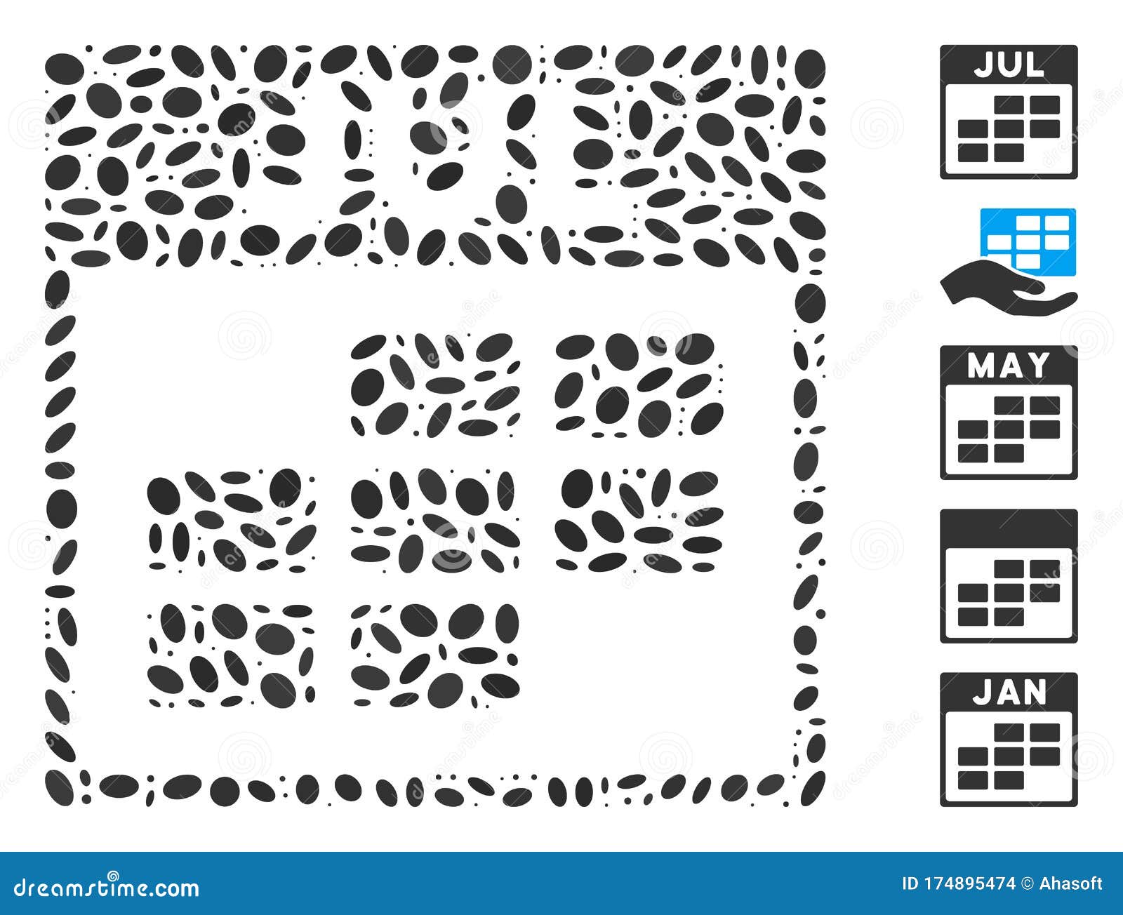Oval Mosaic July Calendar Grid Stock Illustration - Illustration of ...