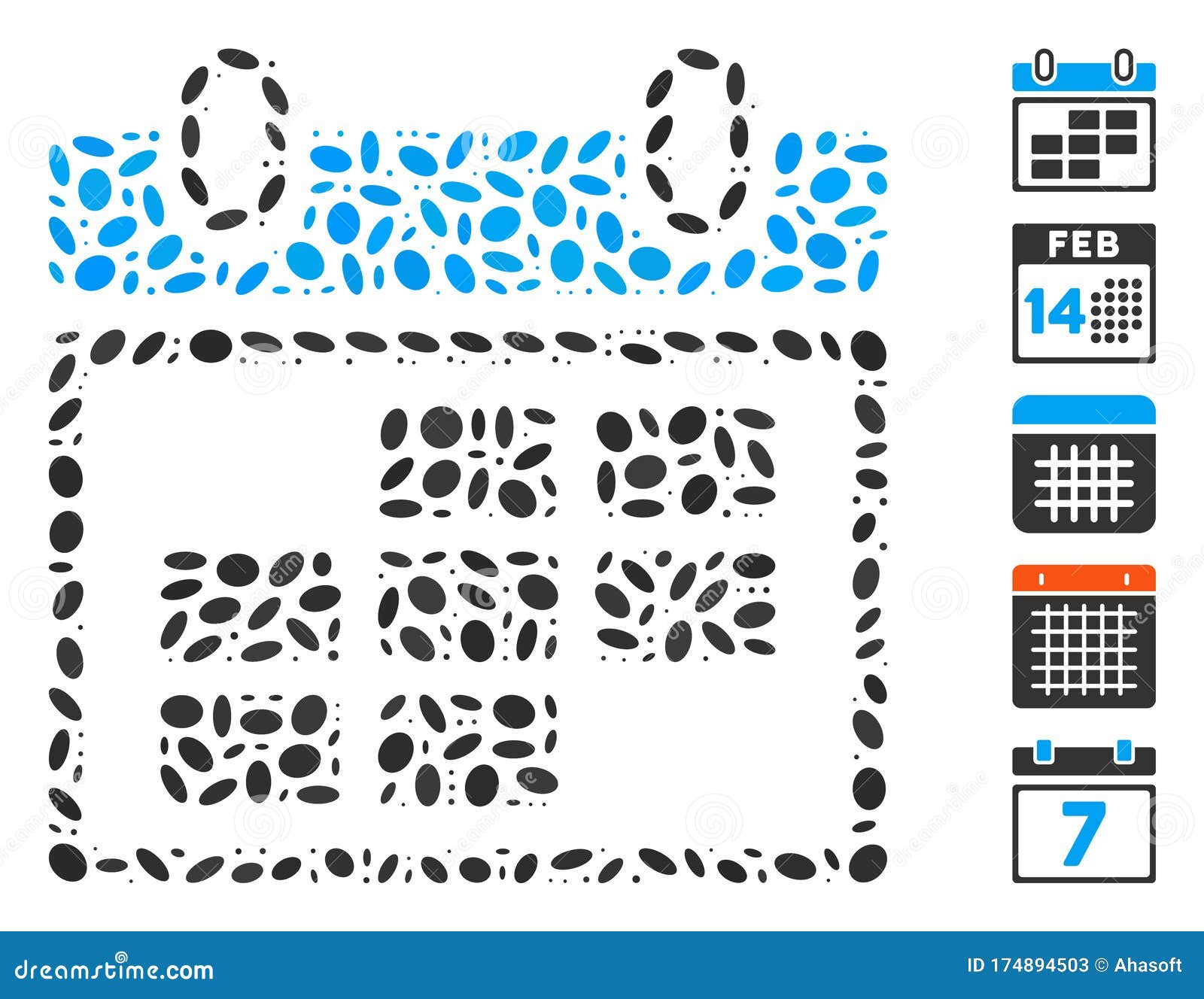 Oval Mosaic Month Calendar stock illustration. Illustration of frame ...