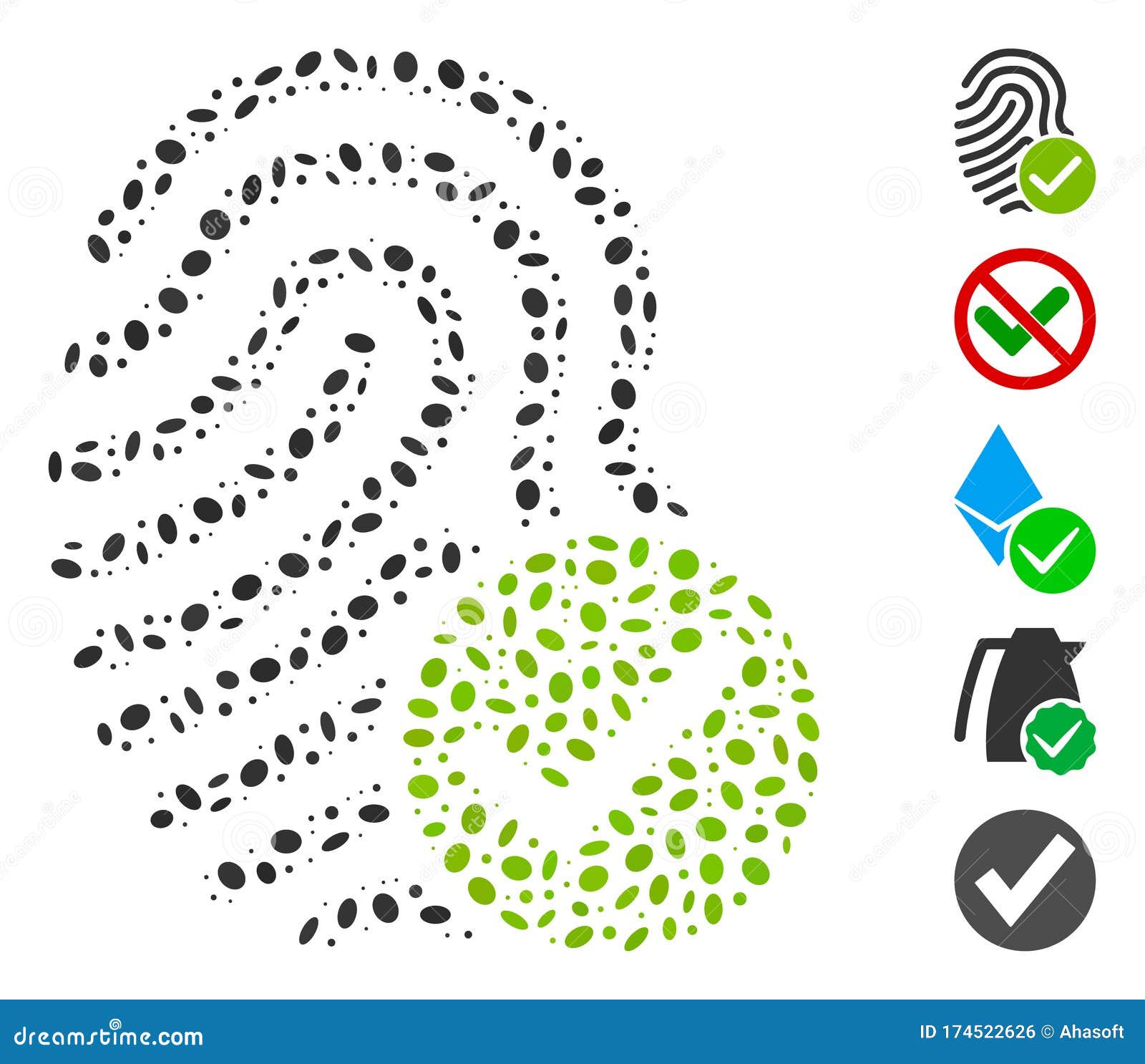 Oval Mosaic Valid Fingerprint Stock Illustration - Illustration of icon ...