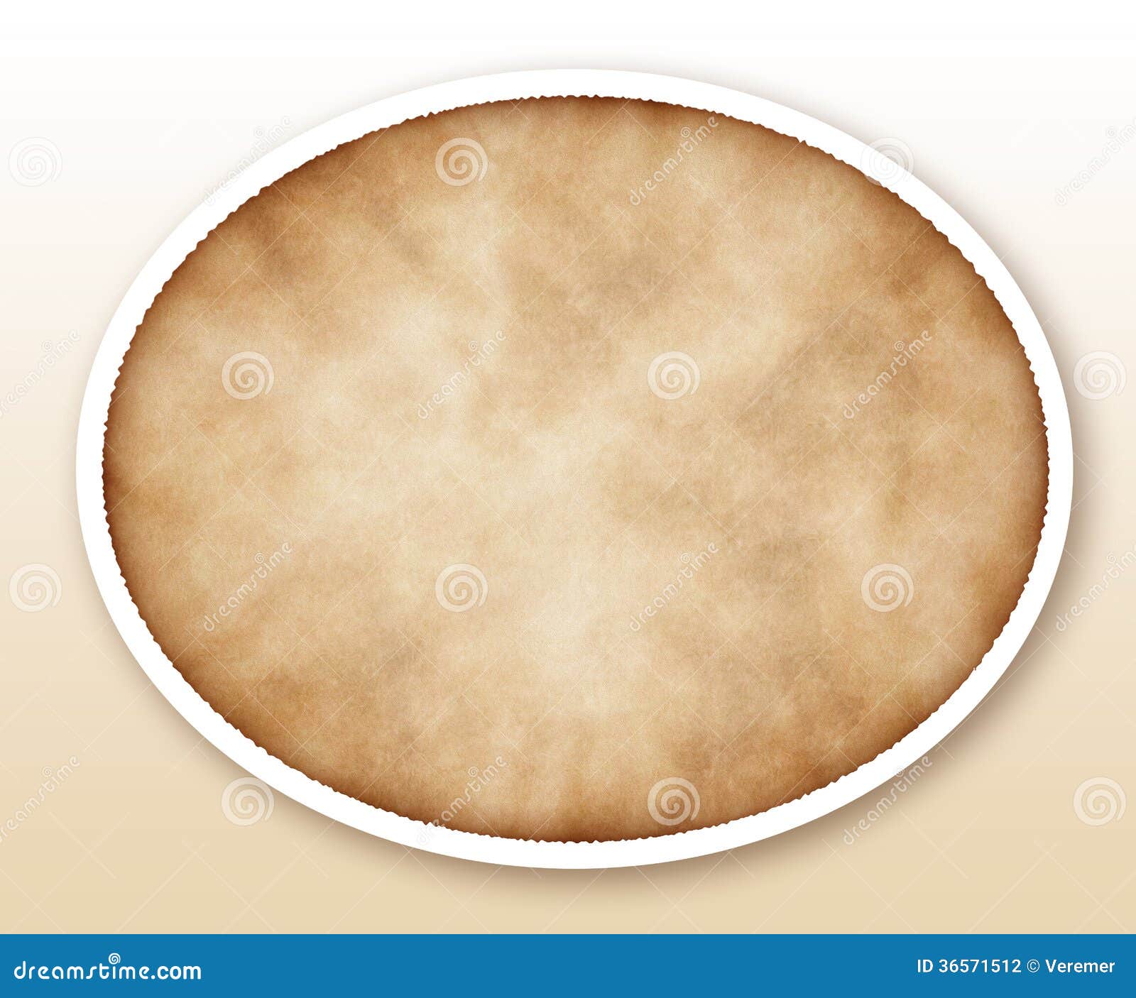 Oval Old Paper Isolated on White Stock Photo - Image of element ...