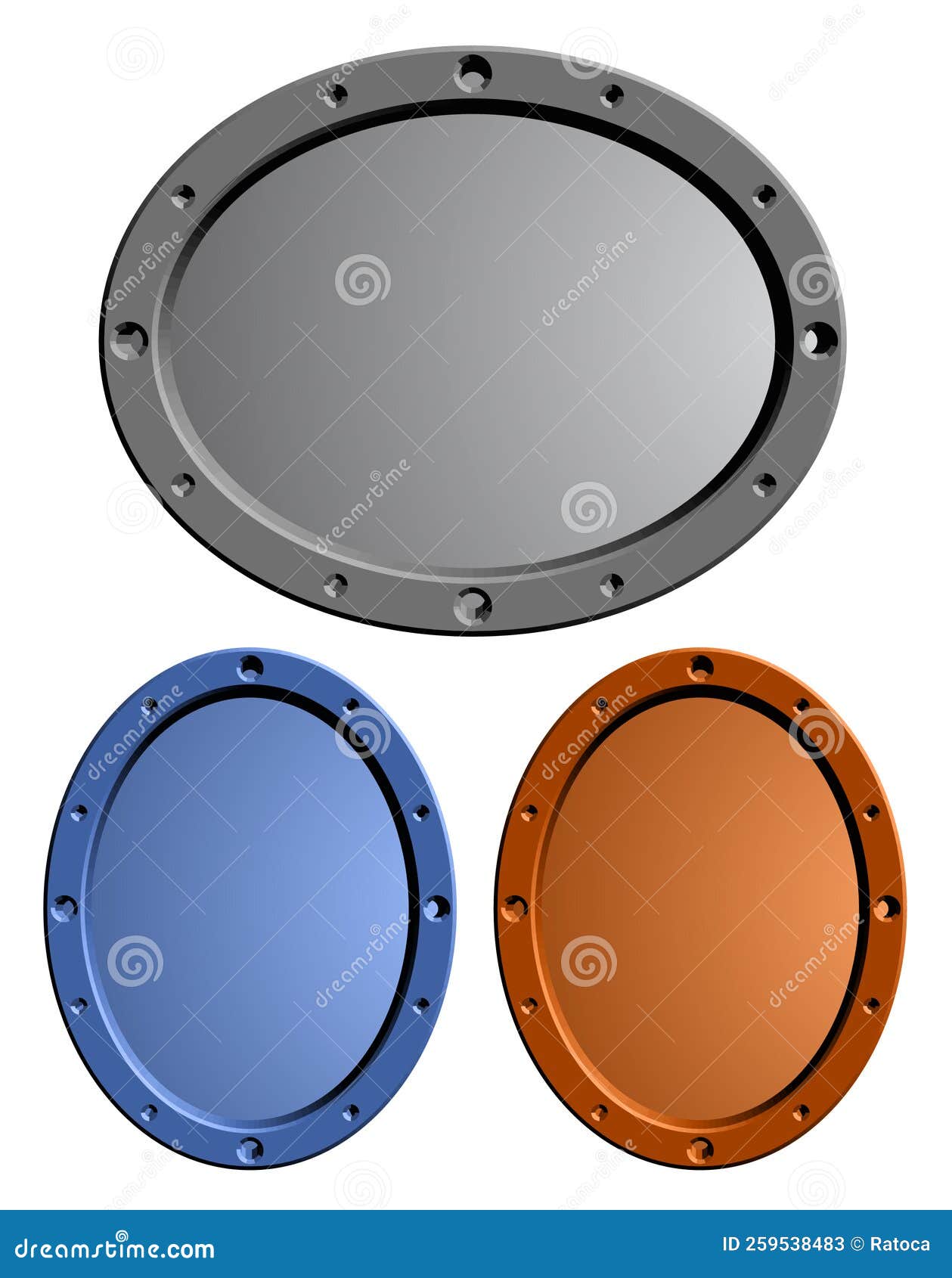 Oval photo frame stock vector. Illustration of grey - 259538483